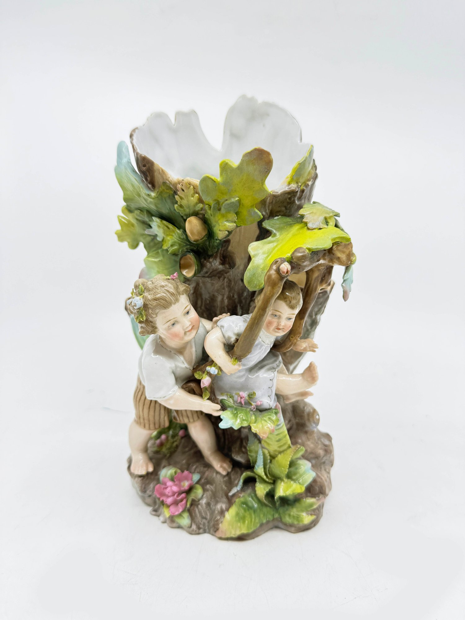 (A-14) VINTAGE MEISSEN FINE CHINA/PORCELAIN FIGURAL VASE-"TREE FORM ...