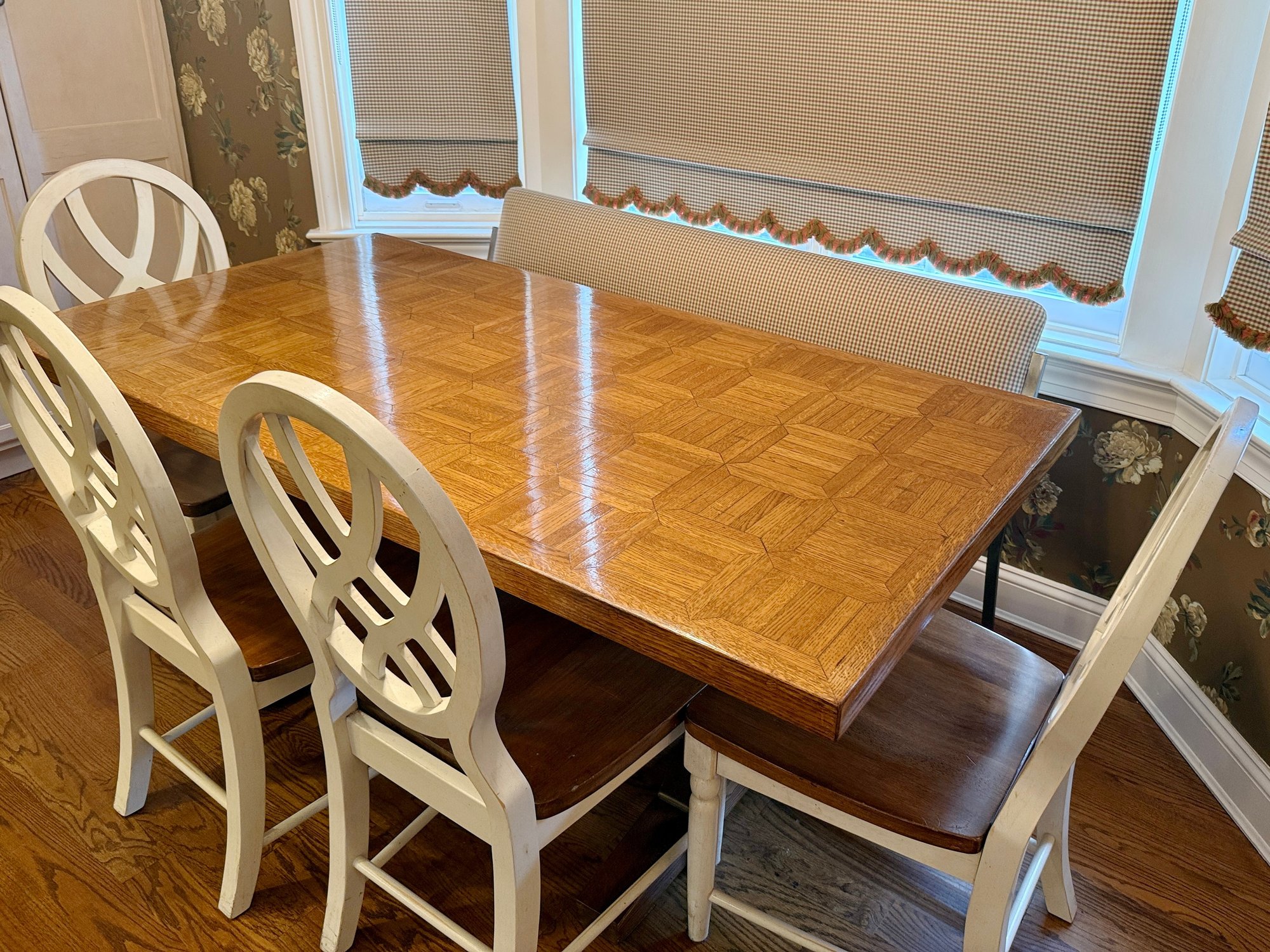 (K) BUTCHER BLOCK KITCHEN TABLE WITH BENCH & FOUR CHAIRS -TABLE 69" BY ...