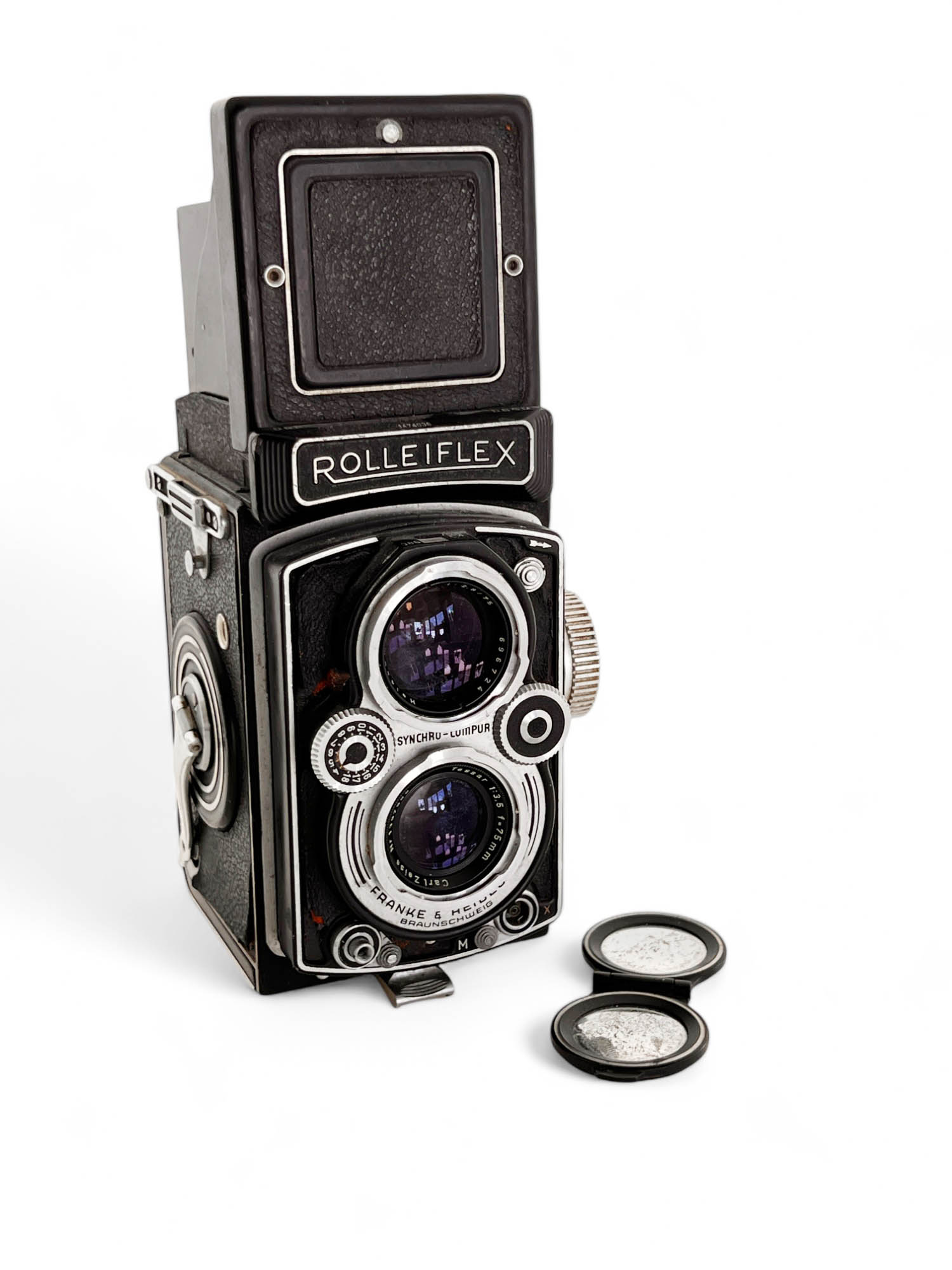(A-40) VINTAGE ROLLEIFLEX TLR 6X6 FILM CAMERA-ZEISS TESSAR 3.5/75MM ...