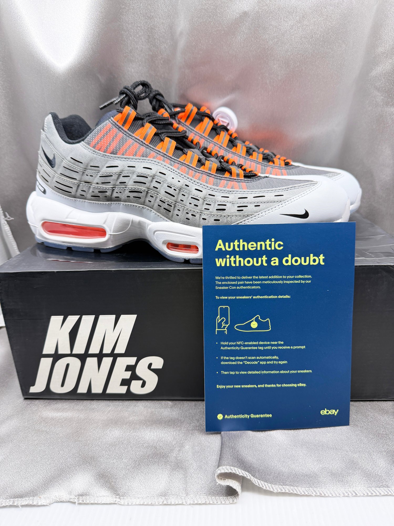 (A-20) EBAY AUTHENTICATED-NIKE KIM JONES AIR MAX 95 BOXED SNEAKERS-SIZE ...