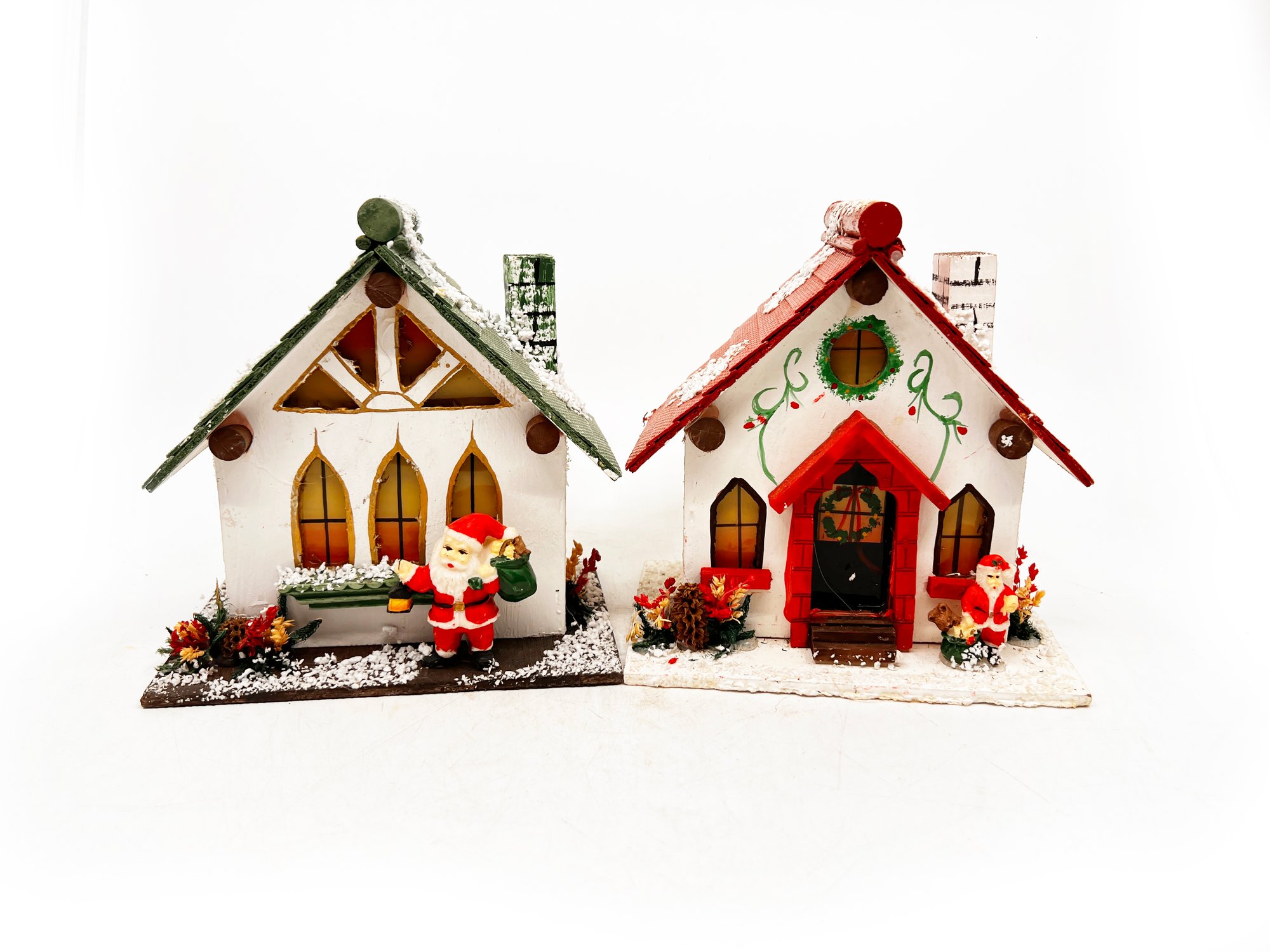 (K-35) PAIR OF VINTAGE HAND PAINTED CHRISTMAS BIRD HOUSES-JOHN CLAUDIO ...