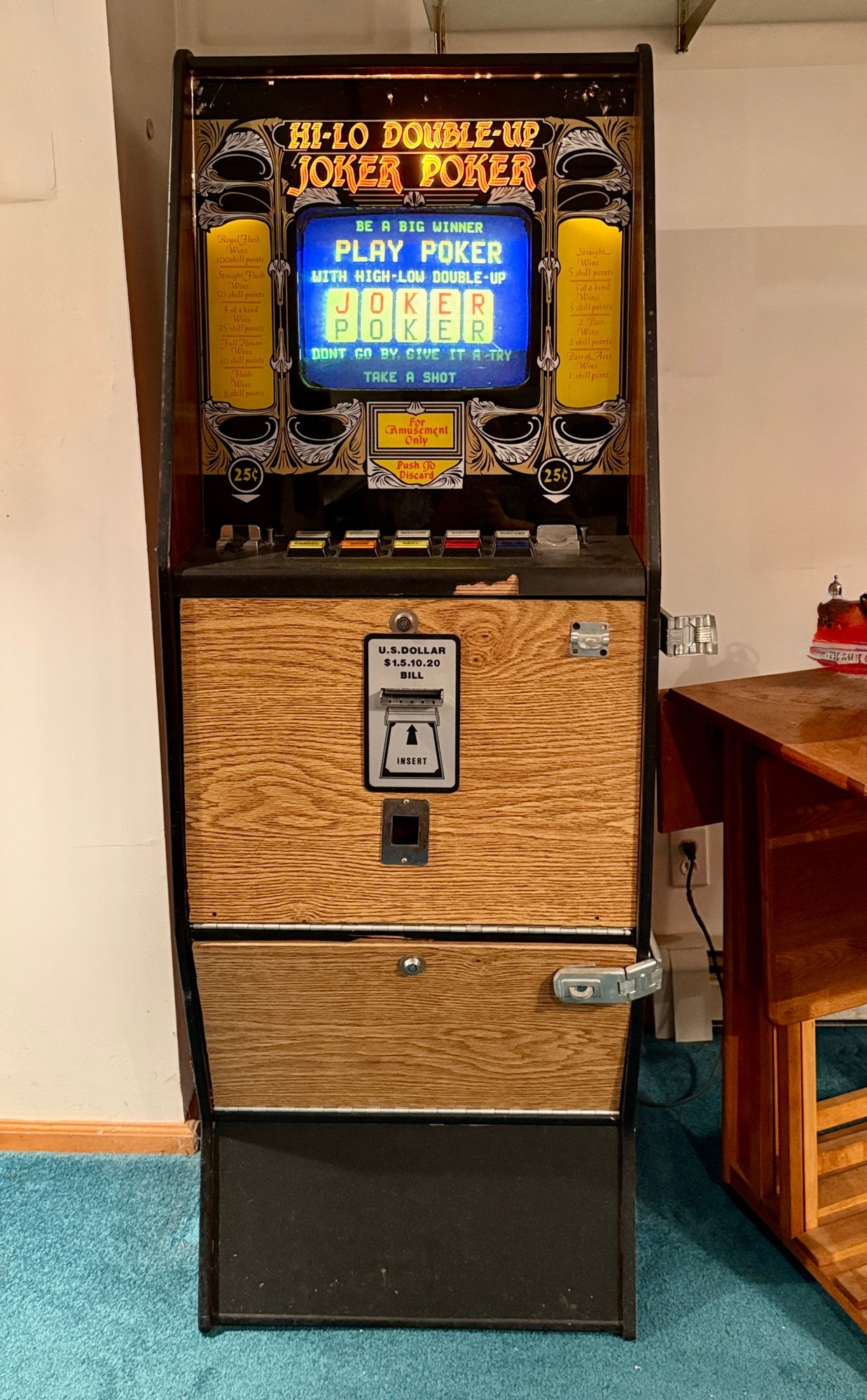 (BASE) VINTAGE 1980'S HI LOW DOUBLE UP JOKER POKER ARCADE GAMING ...
