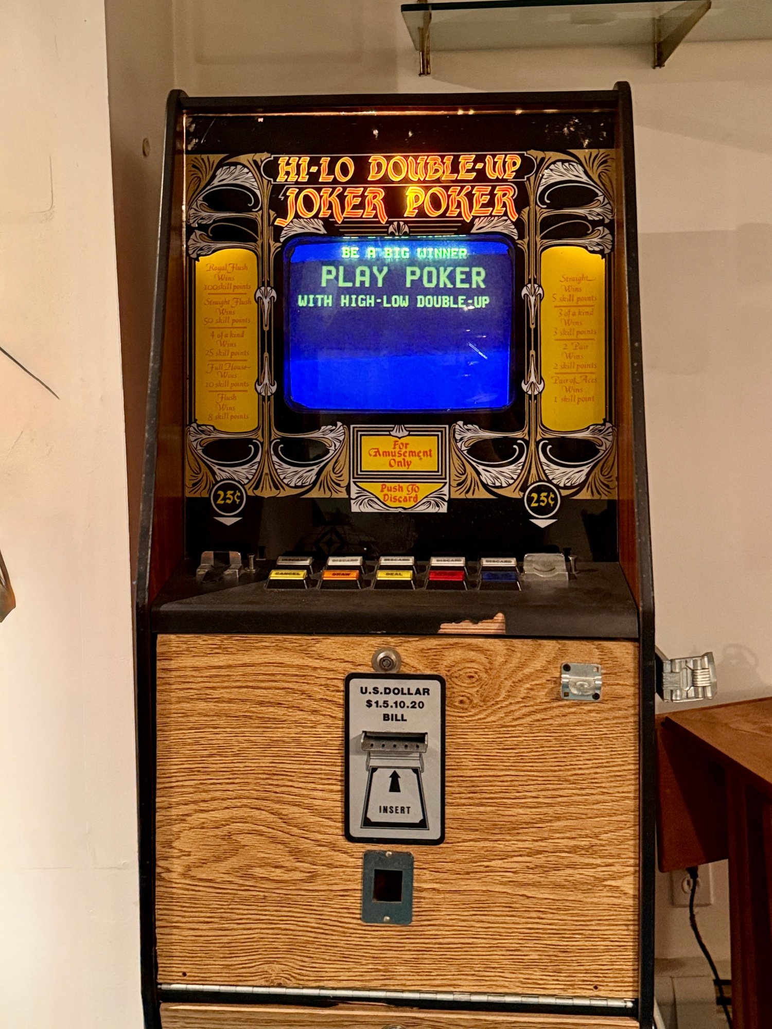 (BASE) VINTAGE 1980'S HI LOW DOUBLE UP JOKER POKER ARCADE GAMING ...