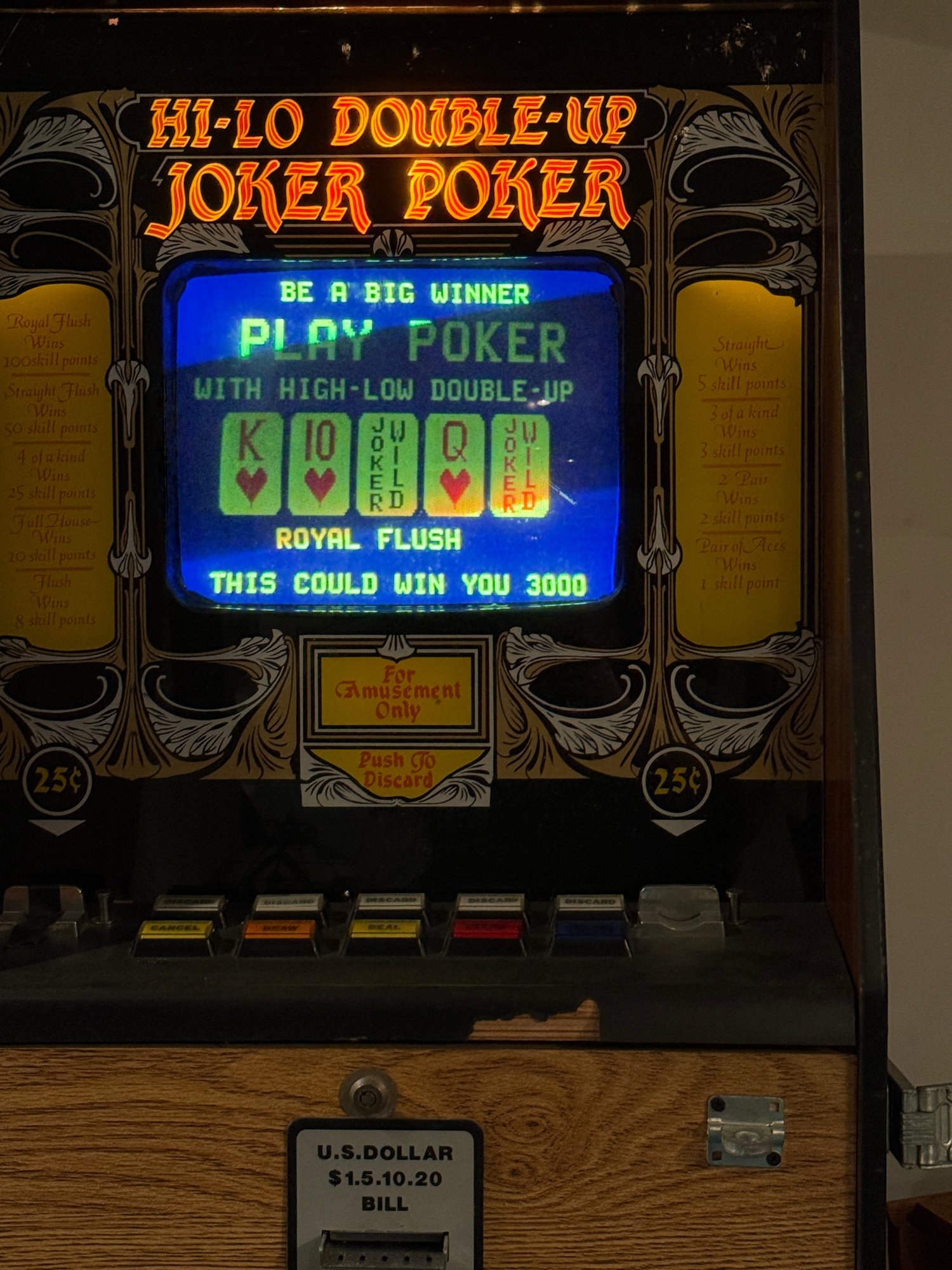 (BASE) VINTAGE 1980'S HI LOW DOUBLE UP JOKER POKER ARCADE GAMING ...