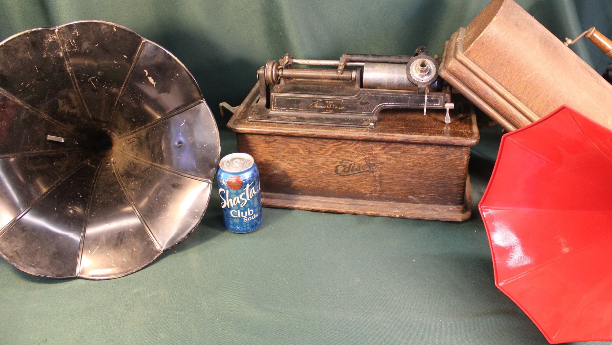Edison Home Phonograph Cylinder Record Player #347865, 1906, & 2 Horns ...