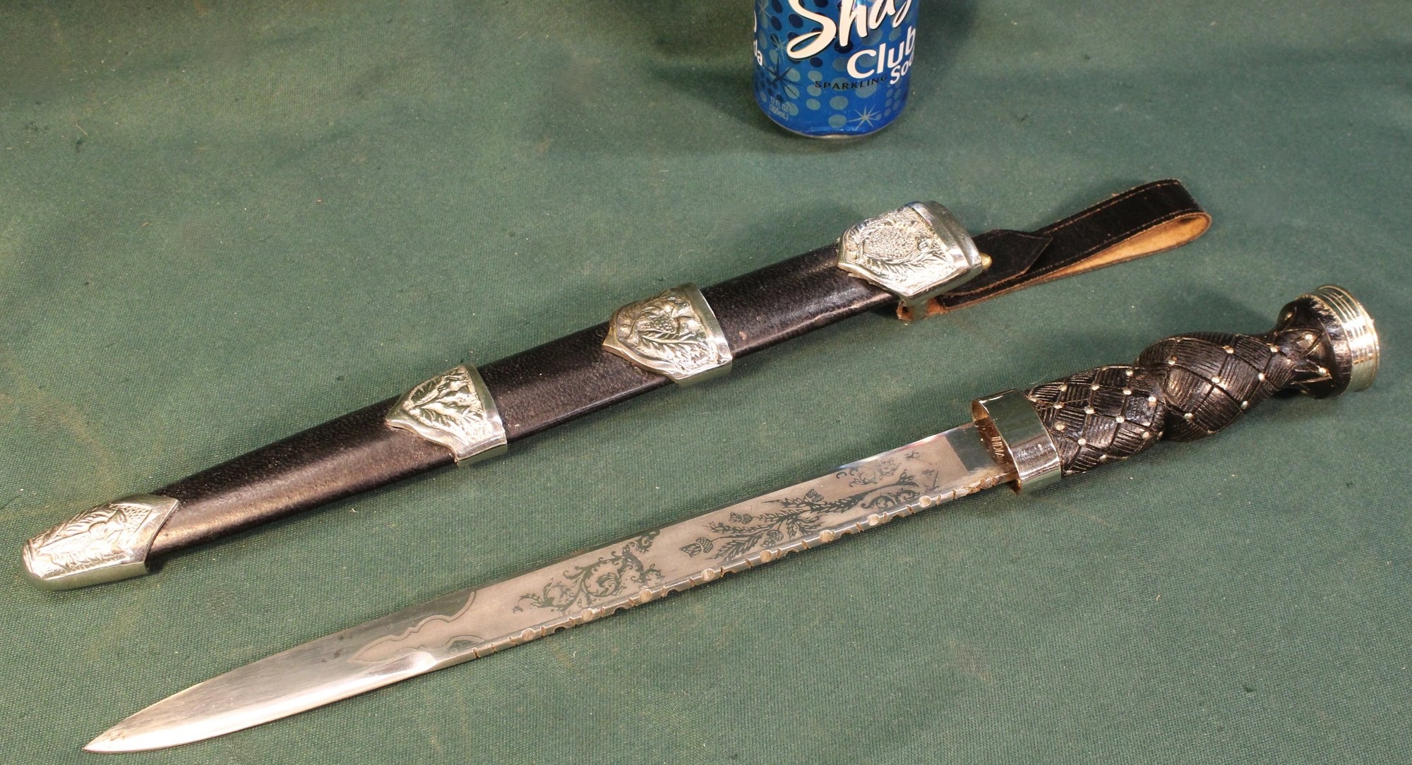 Small Sword/dagger, Engraved, Leather Sheath (194) #18731 ...