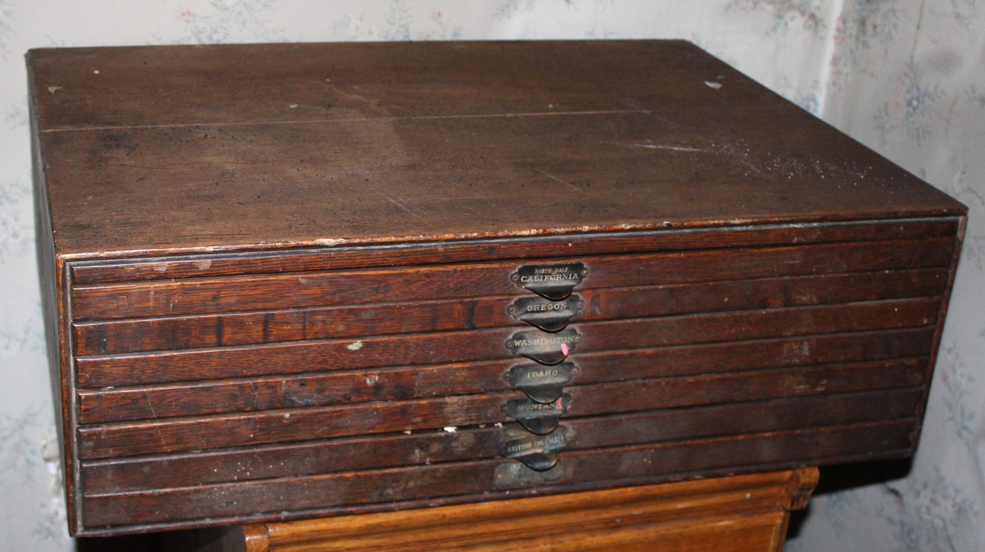 Antique Oak 7 Drawer Map Case, With Maps.28x20x9"H (231) #17834 ...