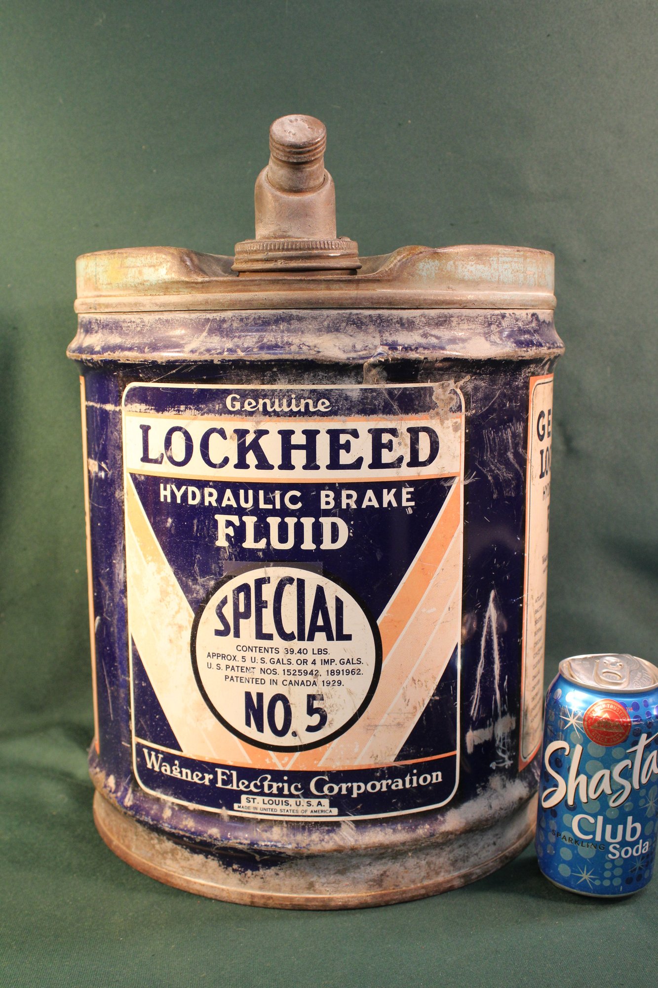 5 Gallon Lockheed Hydraulic Brake Fluid Adv. Can, 16H (289) #21472 ...
