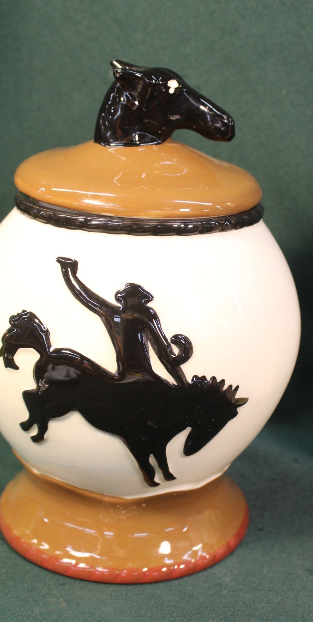 Navajo Horse Hair Decorated Vase, Cowboy Covered Jar, Aunt Jemima Lamp ...