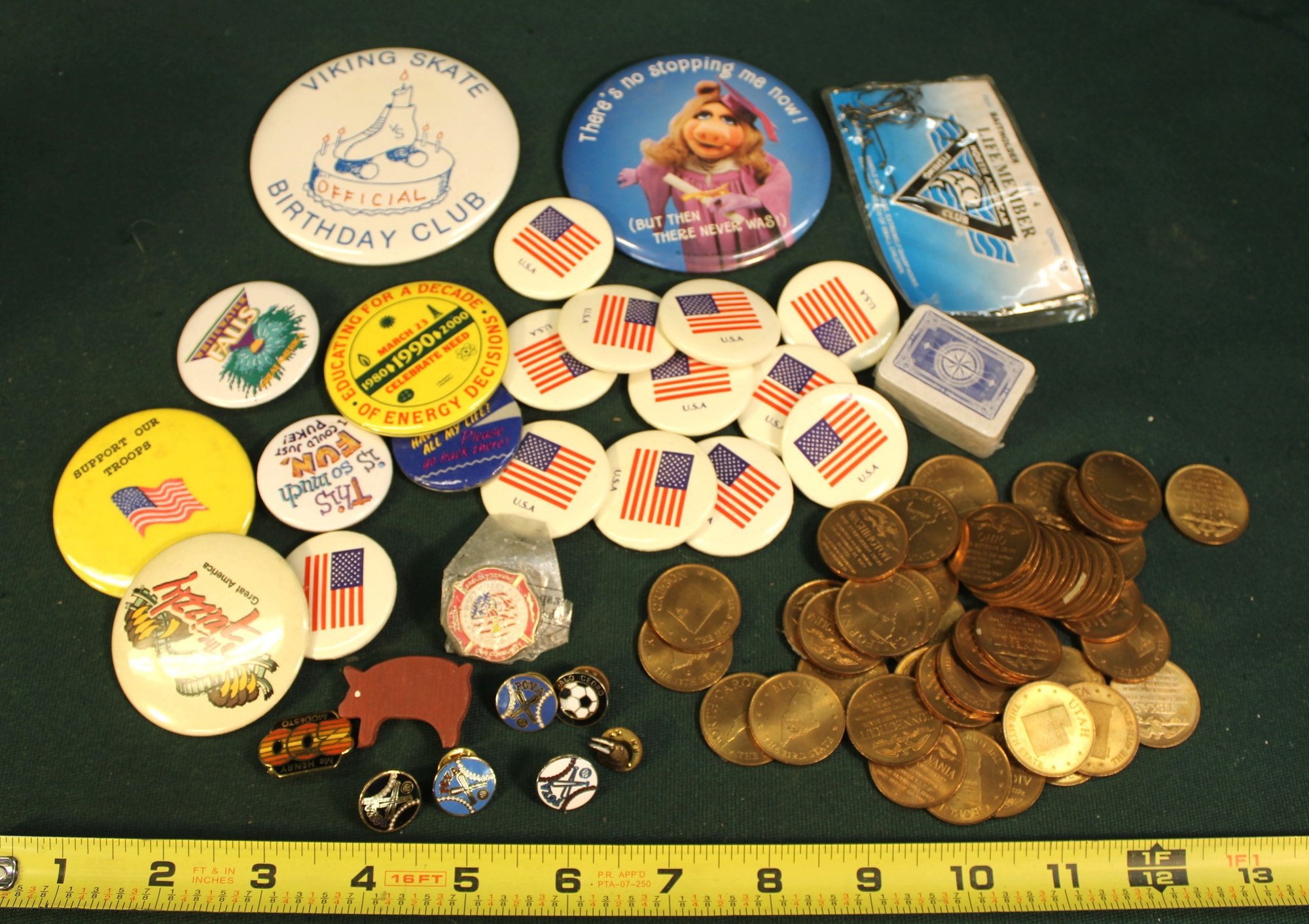 Commemorative State Coins, Pin-back Buttons,, Pins, Mini Deck Of Cards ...