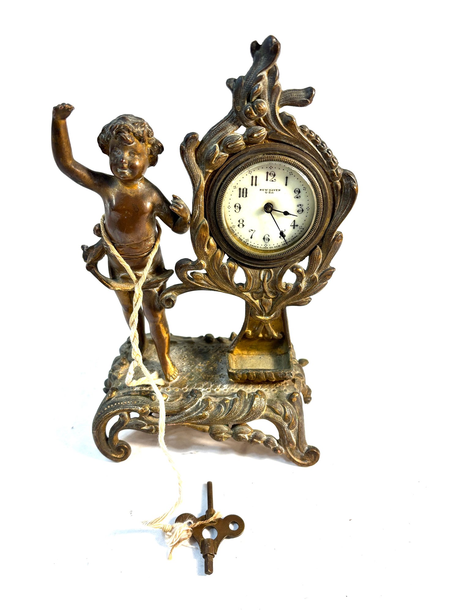 Vintage Cast Cherub Clock #3021 | Auctionninja.com