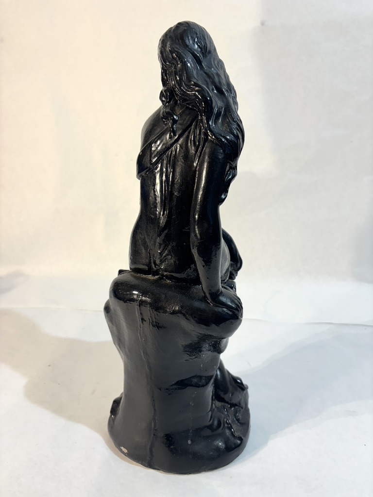 Vintage Painted Cast Statue Of A Seated Woman #2268 | Auctionninja.com