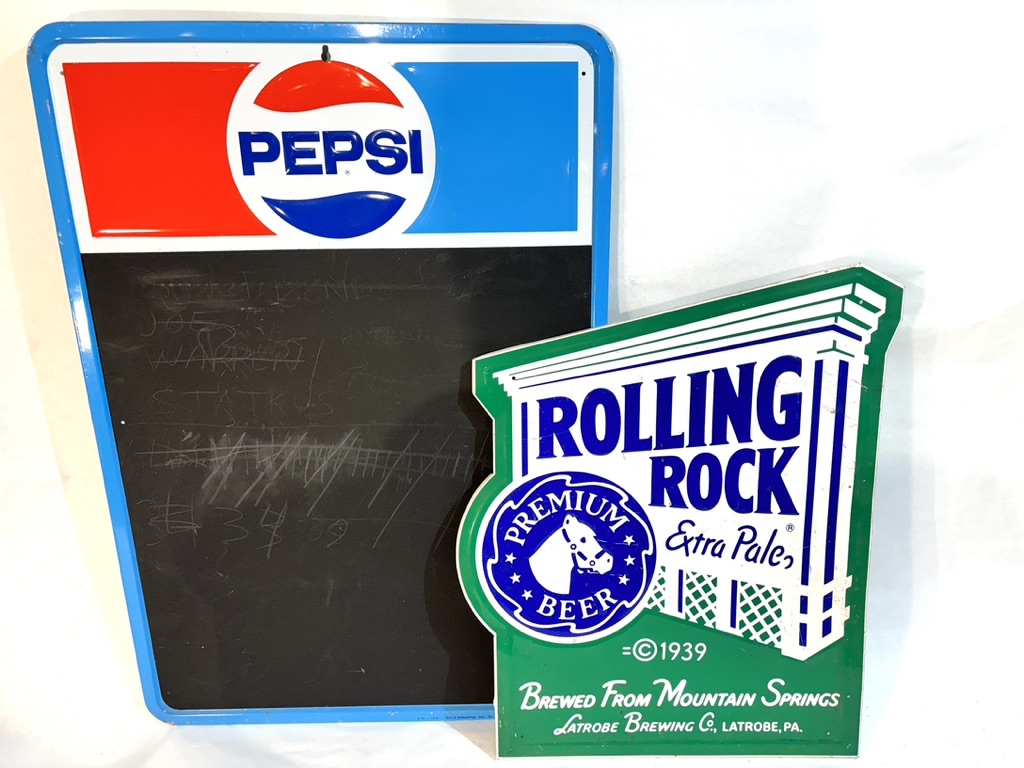 Pepsi And Rolling Rock Tin Signs #2252 | Auctionninja.com