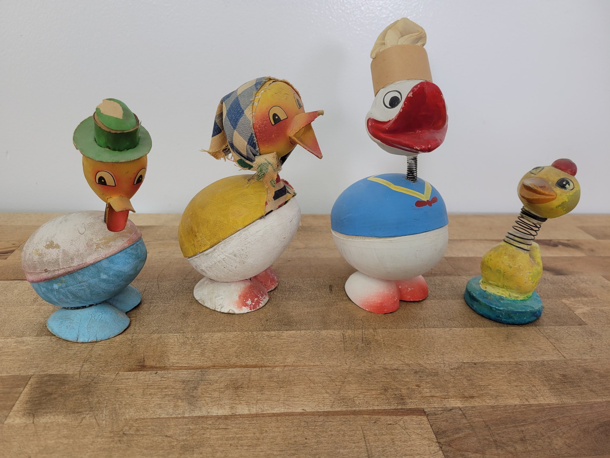Lot Of 4 Vintage Paper Mache Bobble Head Duck & Chicken Candy ...