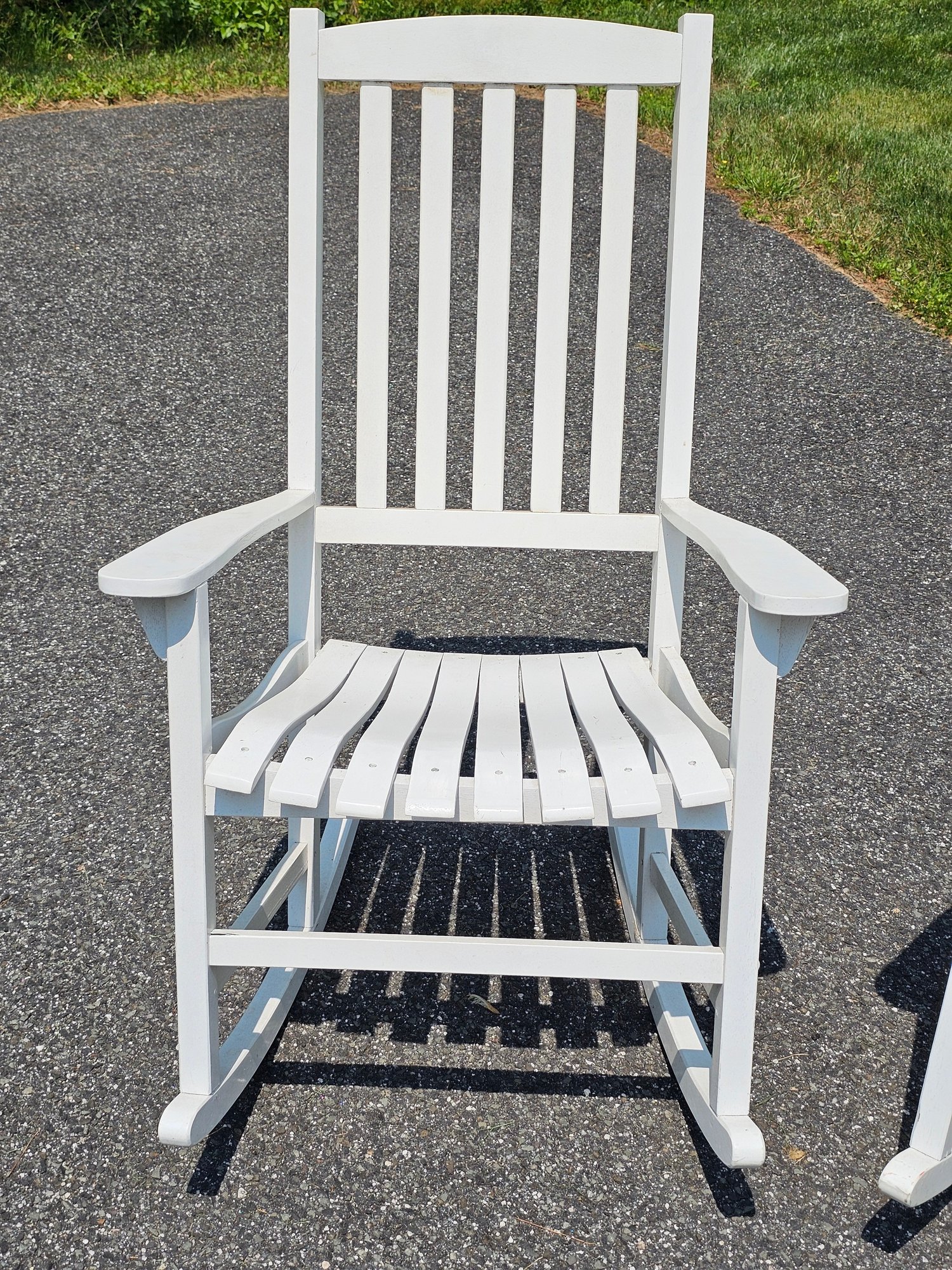Pair Of Outdoor Slat Back Rocking Chairs #2309 | Auctionninja.com