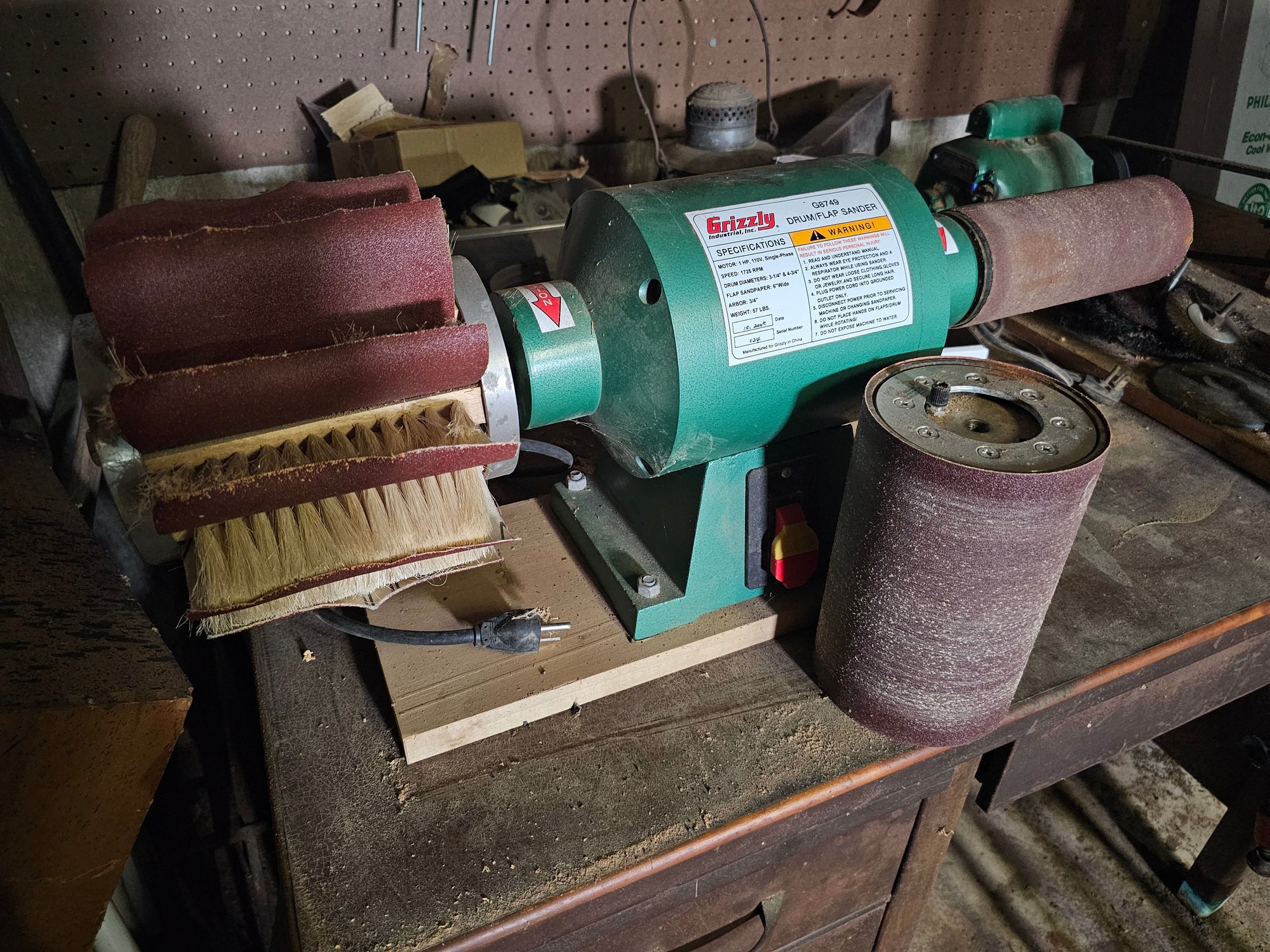 Grizzly G8749 1HP Drum/Flap Sander DualFunction BenchTop #3460 ...