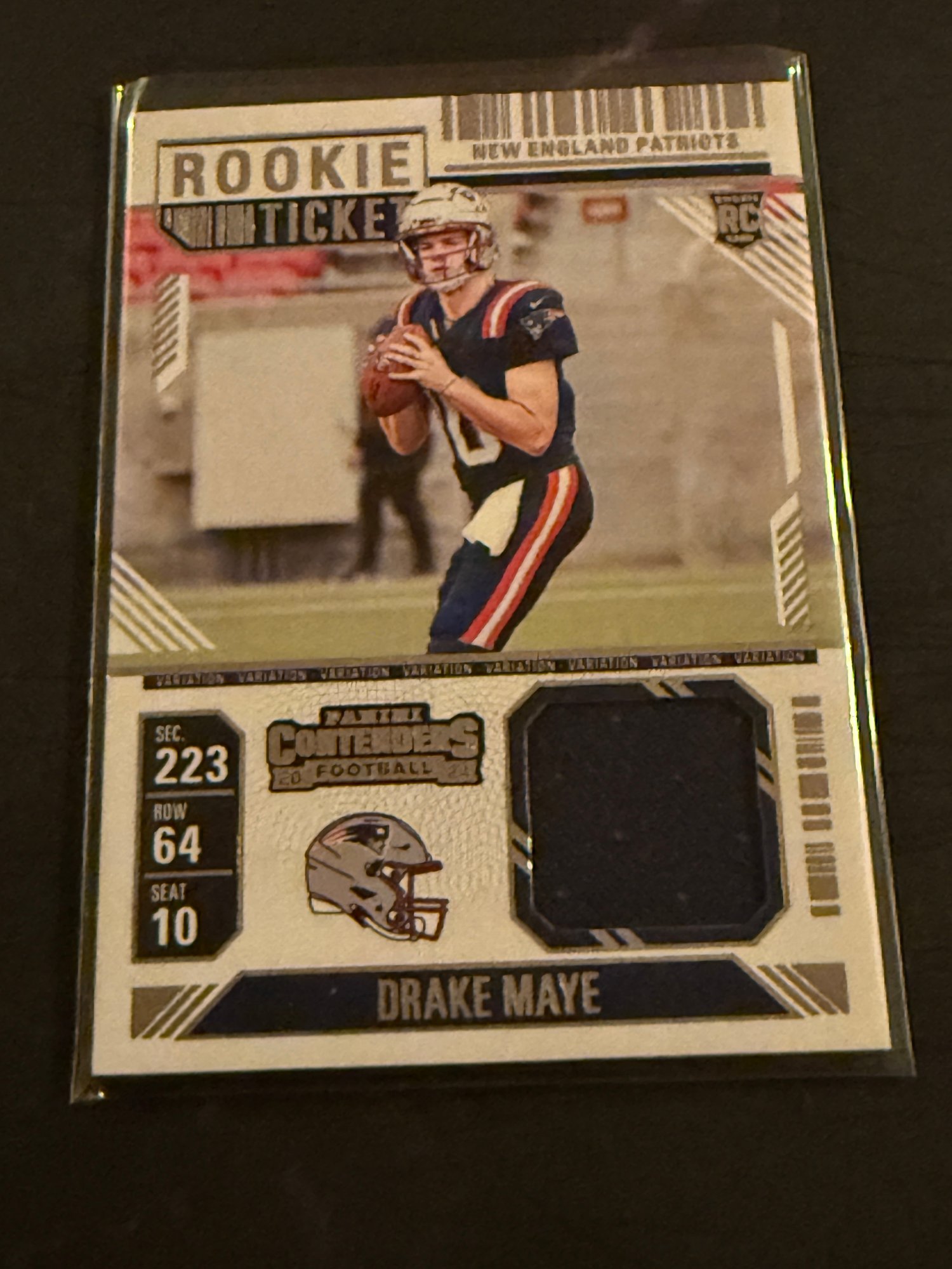 2024 Panini Contenders Drake Maye #RTS-DME Rookie Ticket Patch ...
