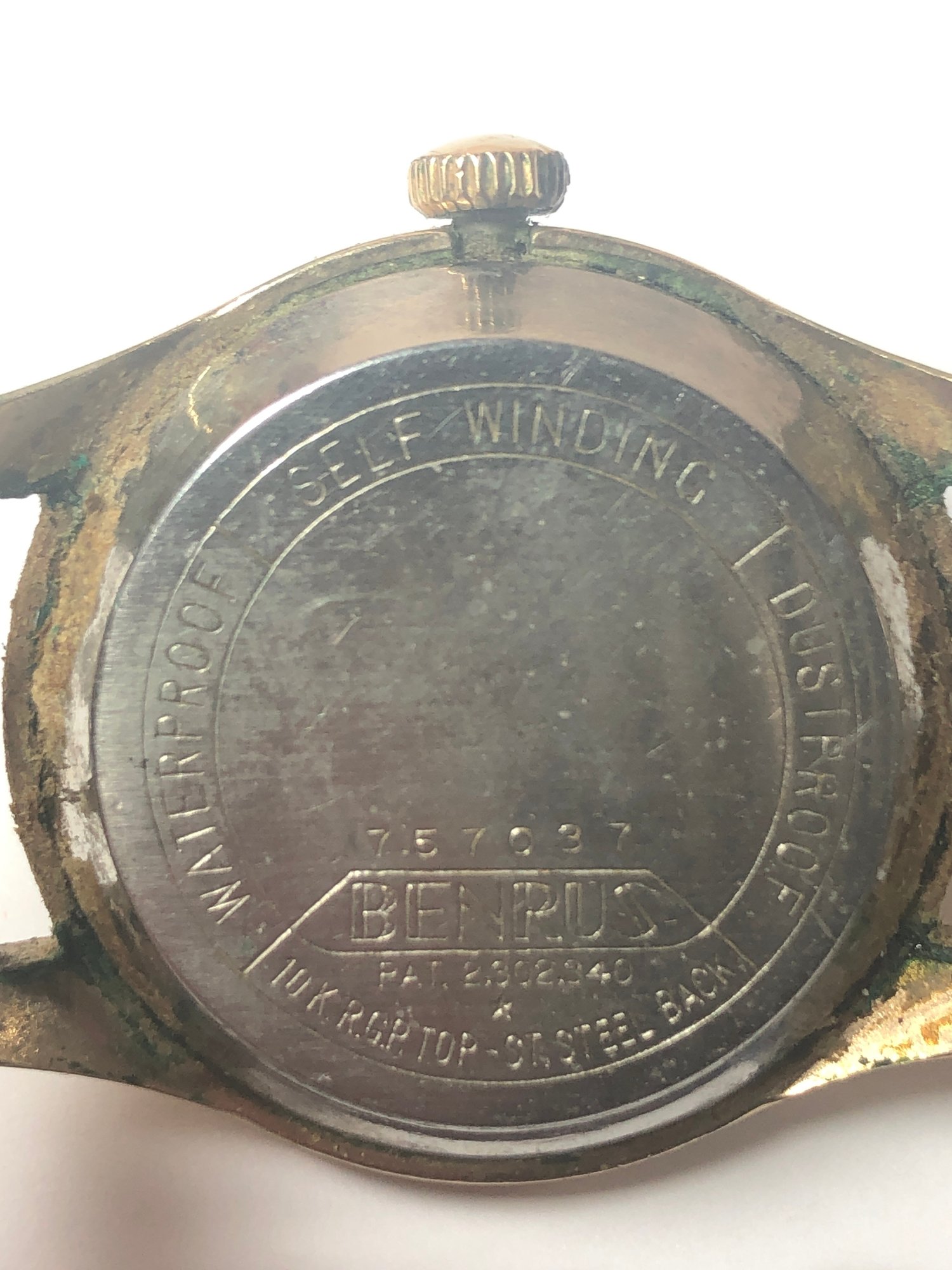 C 1960s 70s Gentlemans Benrus Selfwinding Black Face Watch #40252 | Auctionninja.com