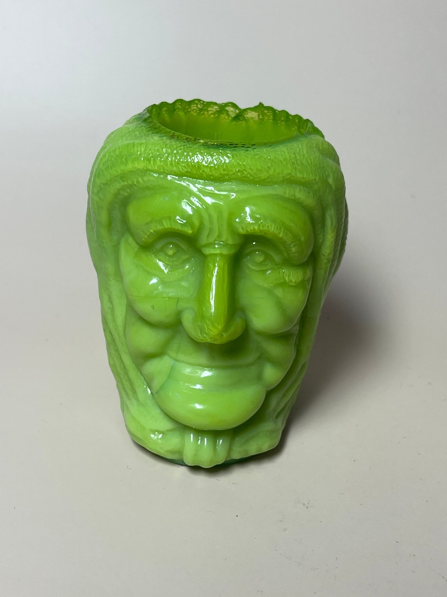 Rare Greentown Nile Green Witch Head Victorian Toothpick Holder #39790 ...