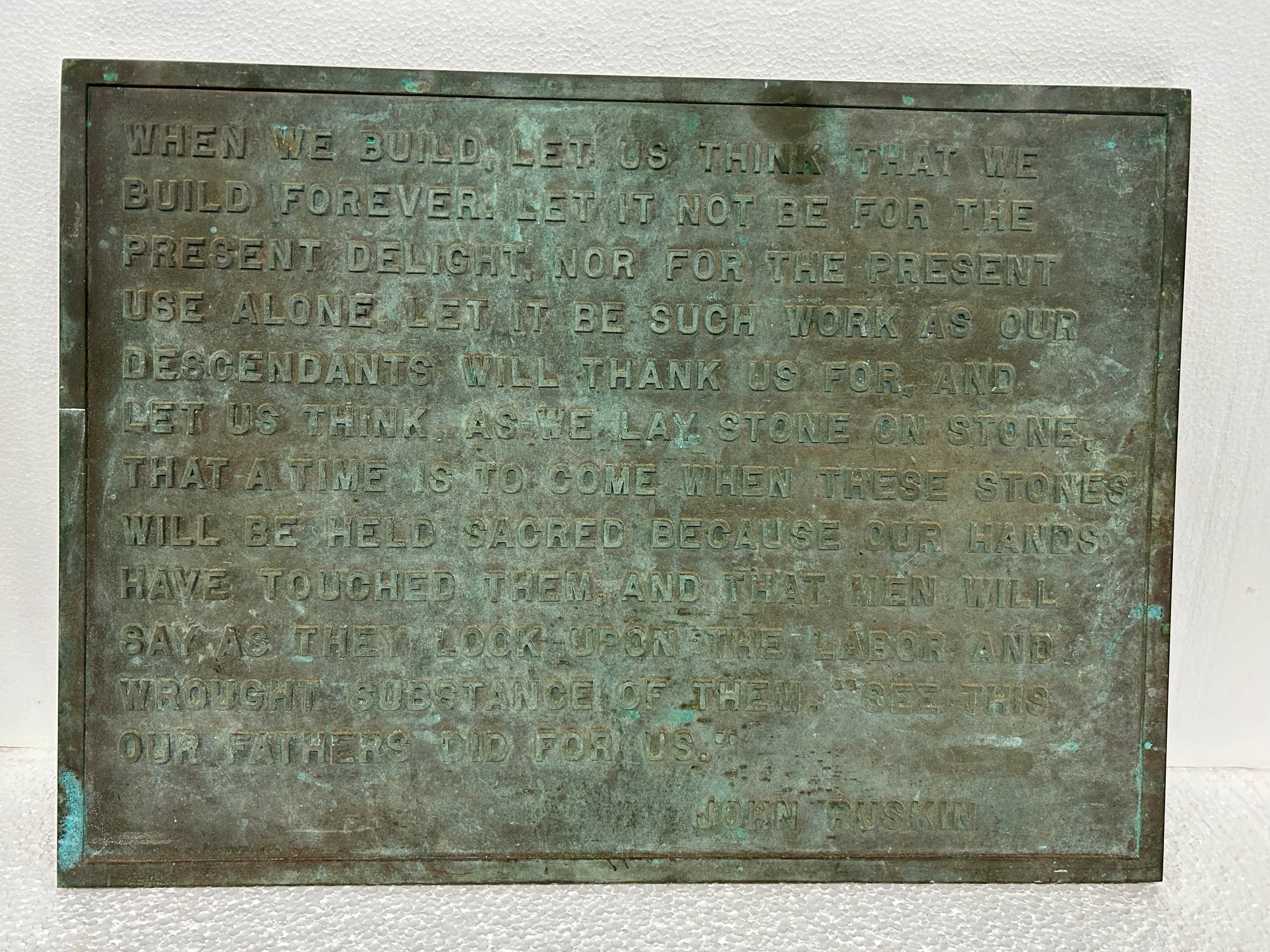 Bronze Building Wall Plaque - Quote By John Ruskin - 15x20 #5238 ...