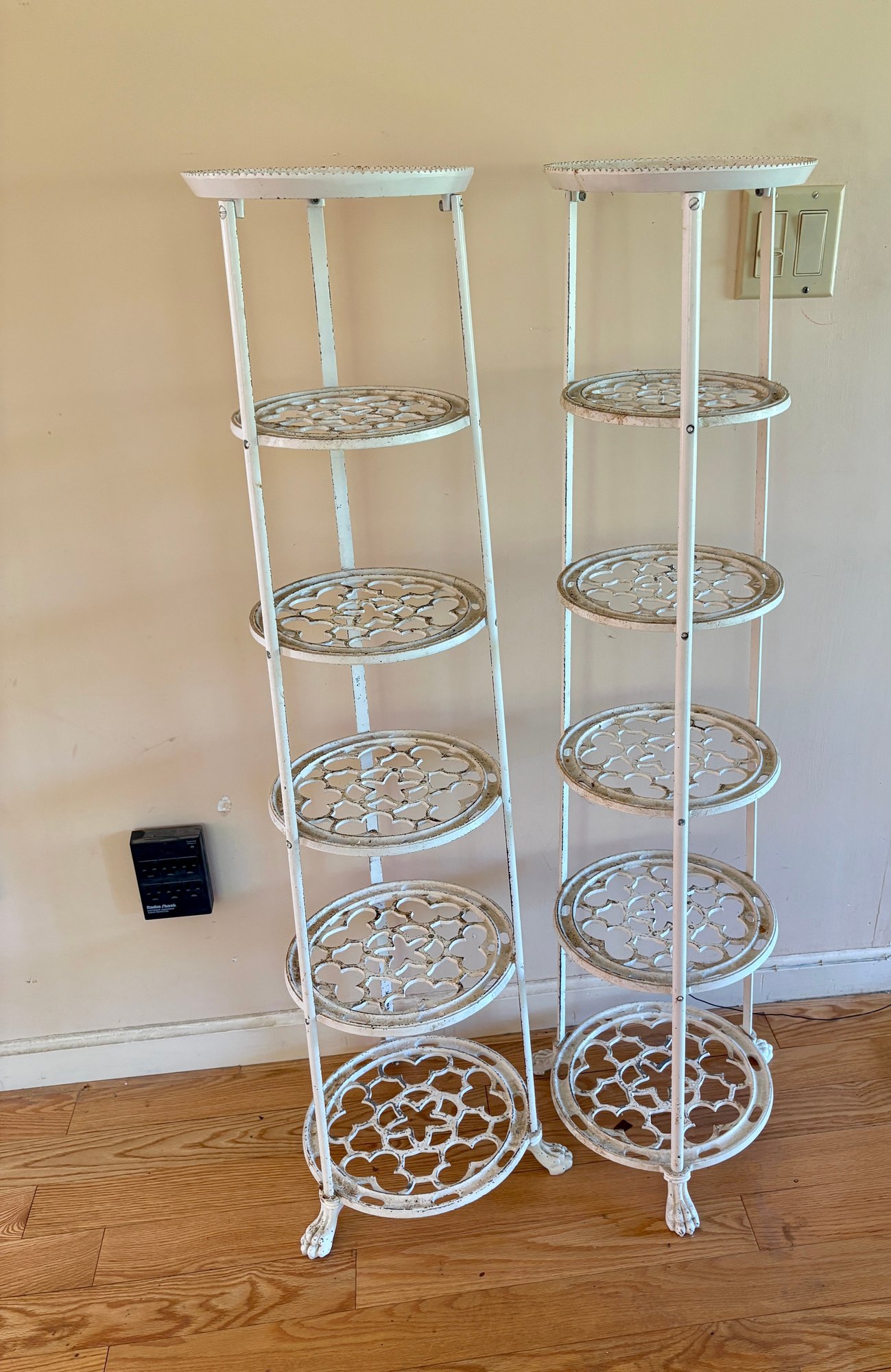 Pair Of Vintage 6 Tier Cast Iron Stands - 4 Feet Tall #6313 ...