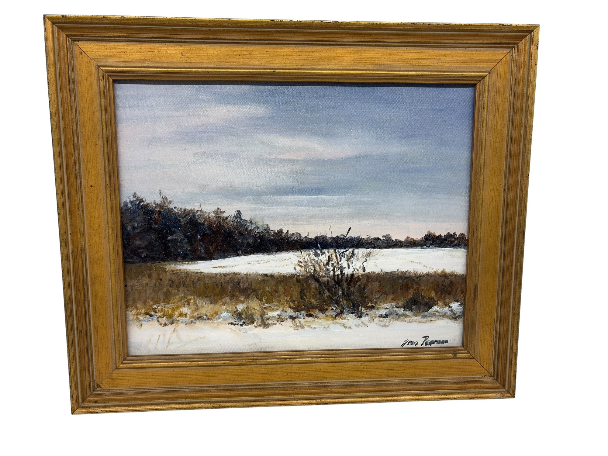 Jane Pearson Snow Scene Oil On Canvas - 14.5x17.5 #6744 | Auctionninja.com