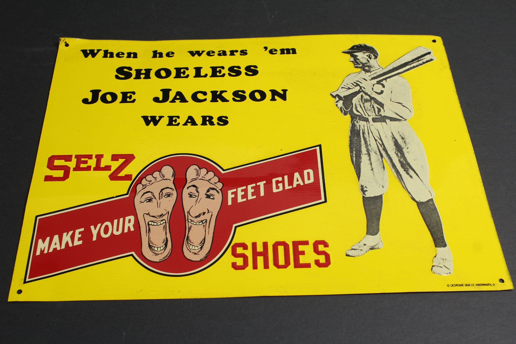 Vintage Metal Sign Shoeless Joe Jackson Wears Selz Shoes #2866 ...