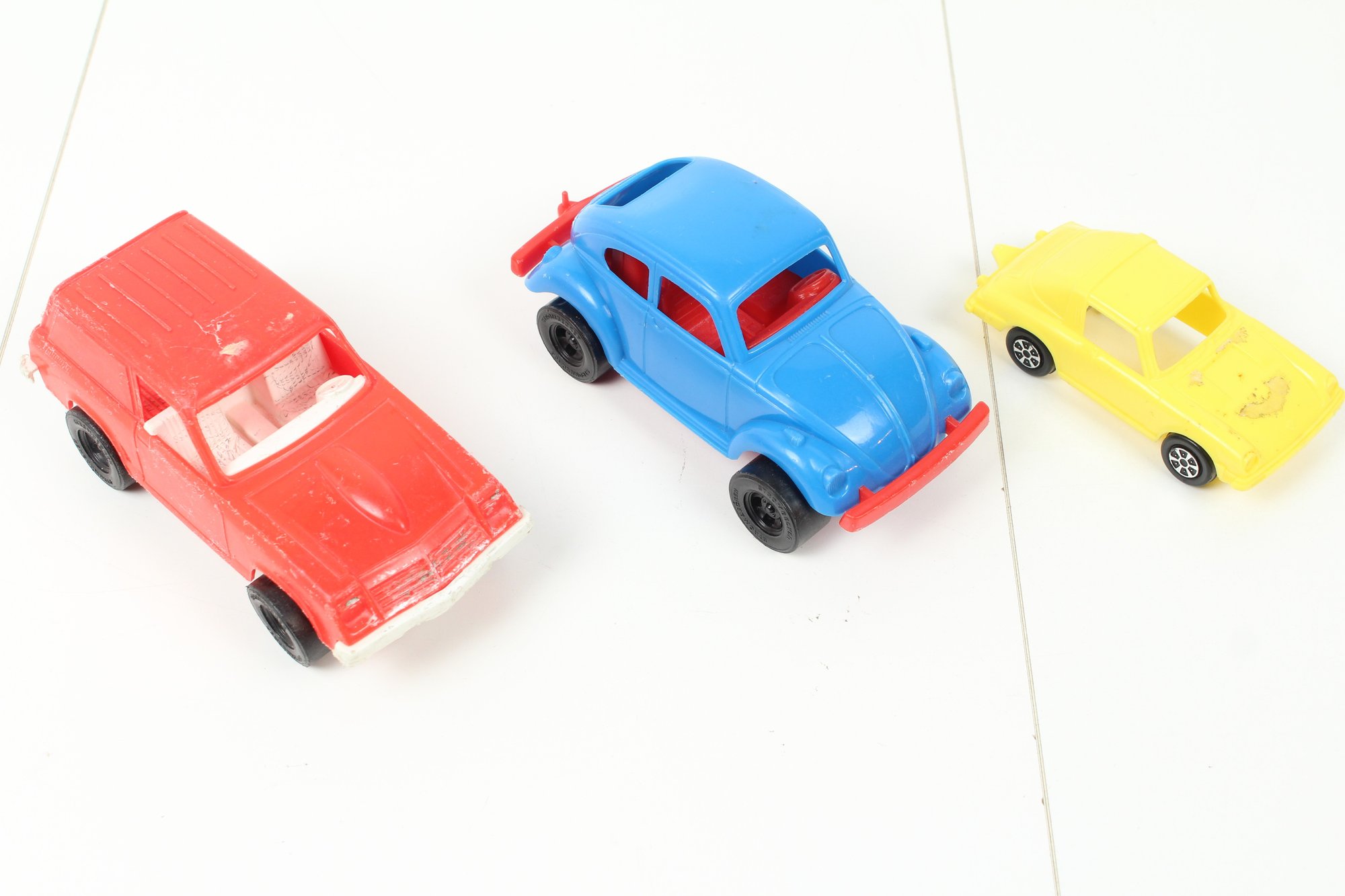 3 Vintage 70s Strombecker Plastic Toy Cars: VW Bug, Chevy Vega Panel ...