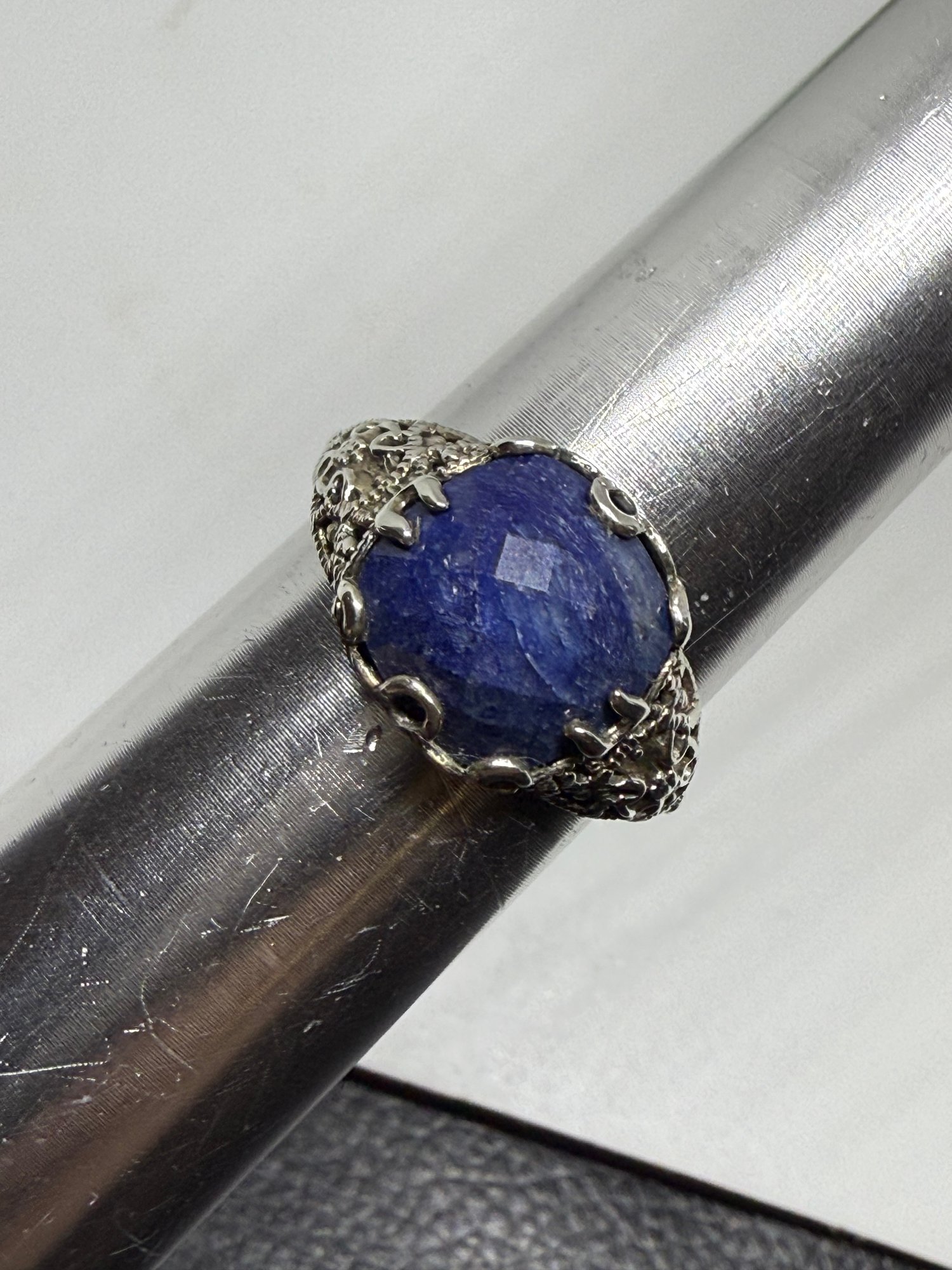 Sterling Silver 925 Rough Sapphire Ring #4568 | Auctionninja.com