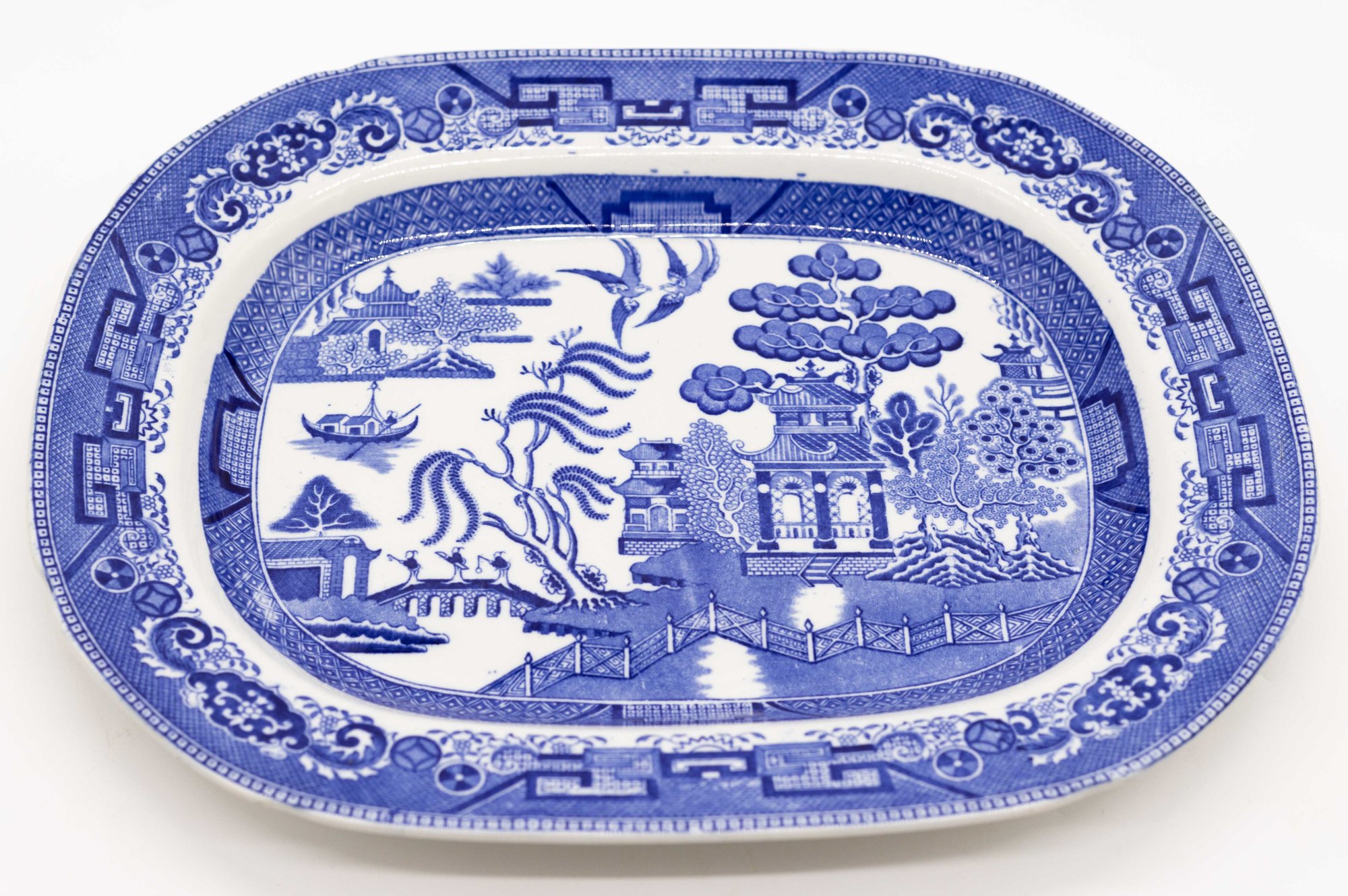 Antique Blue Willow Turkey Platter, Blue Willow Transferware Platter By ...