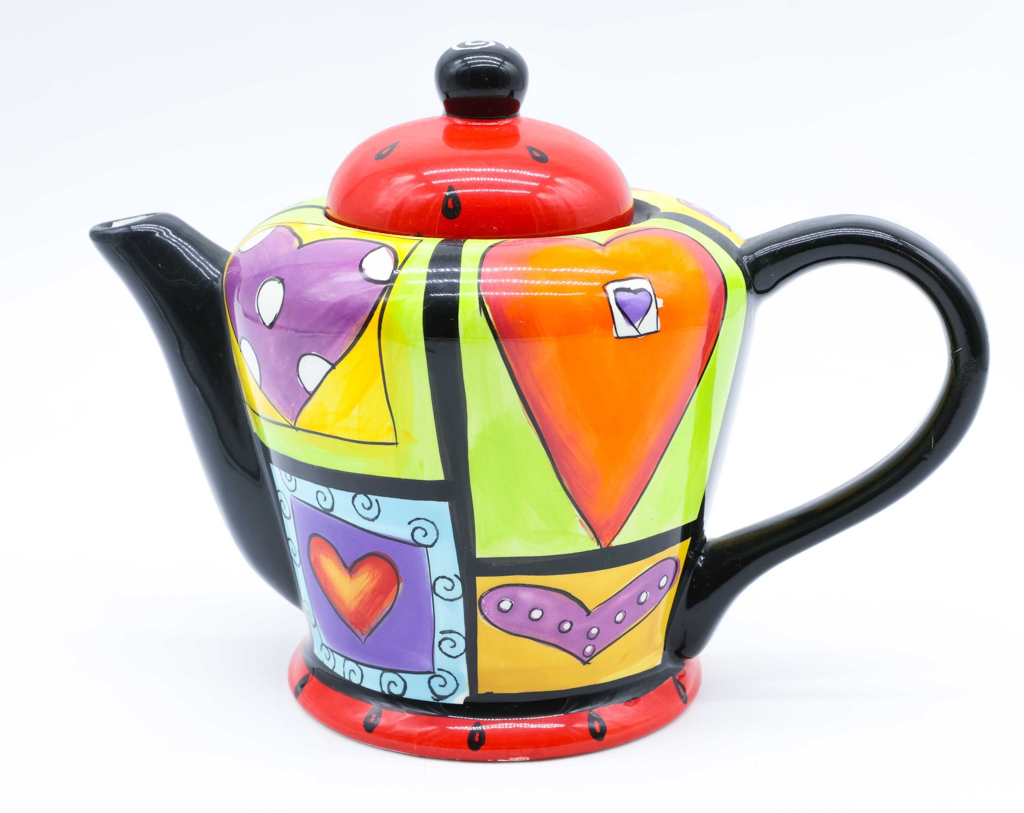 Naylor Designs Ceramic Hand Painted Hearts Teapot #8237 | Auctionninja.com