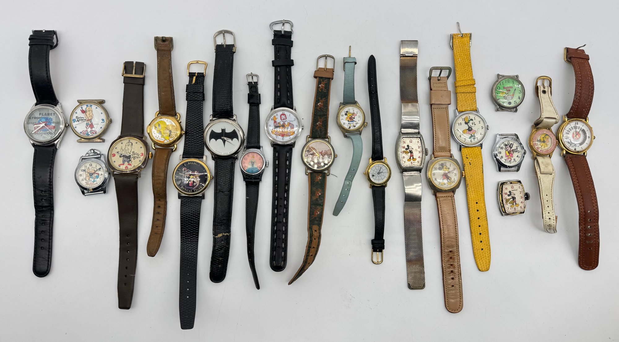 Vintage Character Wristwatch Collection Mickey Mouse, Spiro Agnew, Roy ...