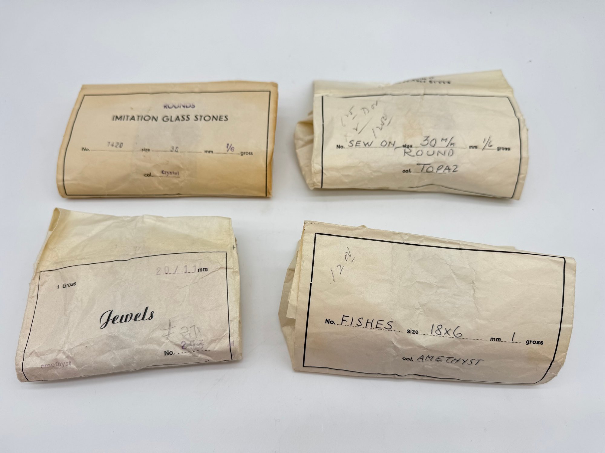 Vintage Imitation Glass Stones Mixed Shapes & Colors In Original Paper ...