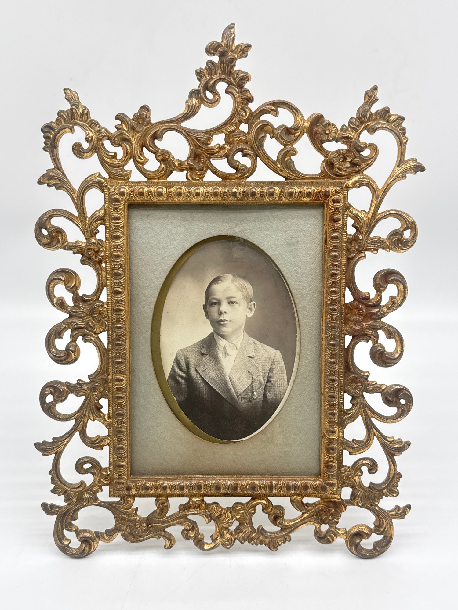 Antique Ornate Gilt Metal Picture Frame With Vintage Photograph 12 Tall ...