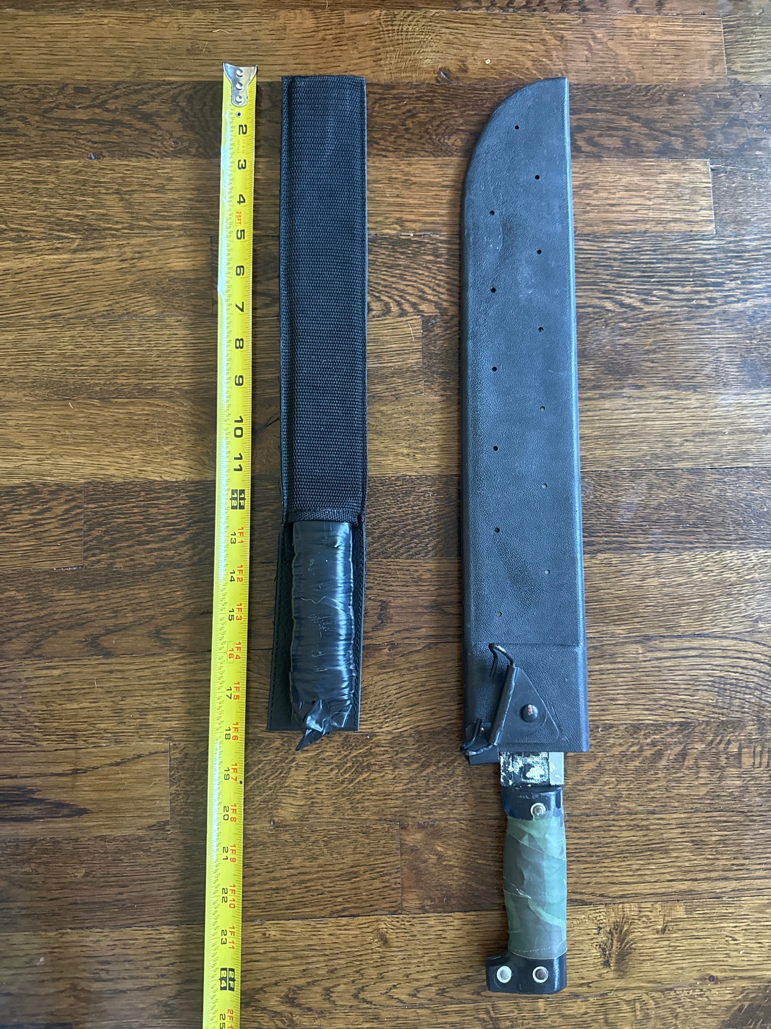 Vintage 24" Stainless Steel Machete With Nylon/Leather Sheath Marked U ...