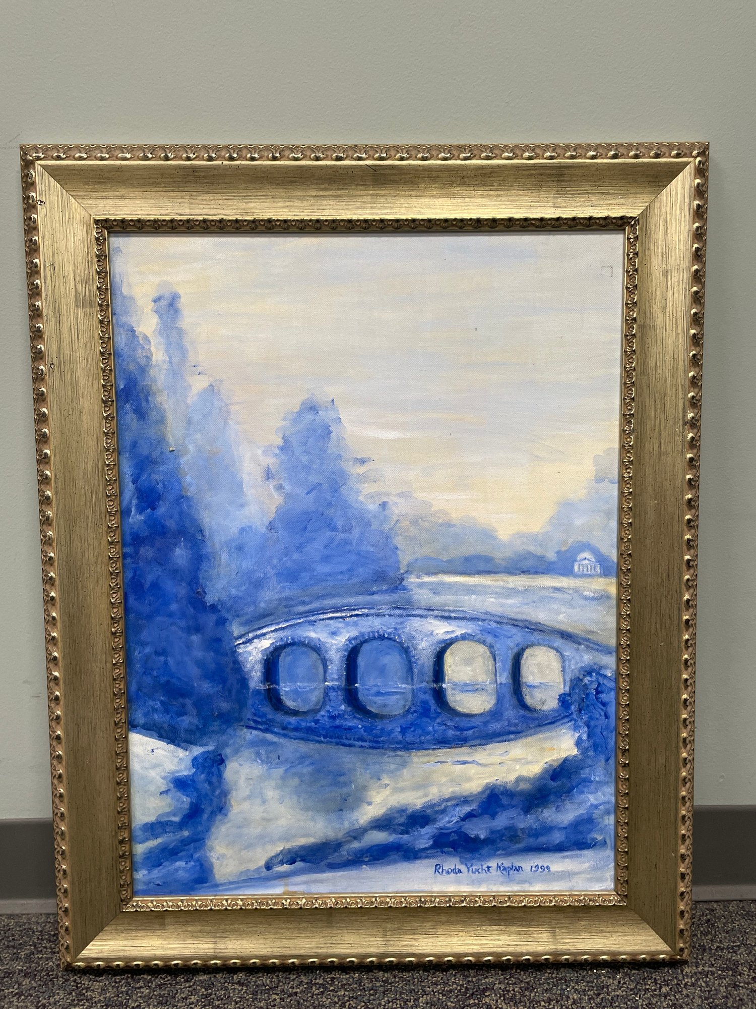 "Blue Bridge" By Rhoda Yucht Kaplan (1999) - Framed Original Painting ...