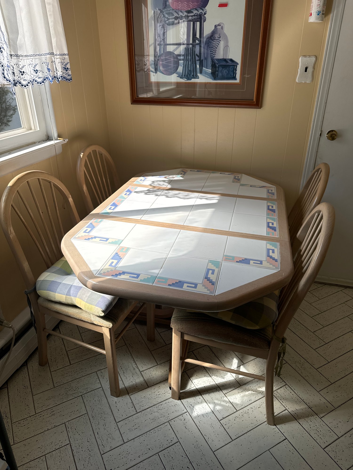 Tile Top Dining Table W/ 4 Chairs - Retro #12127 | Auctionninja.com