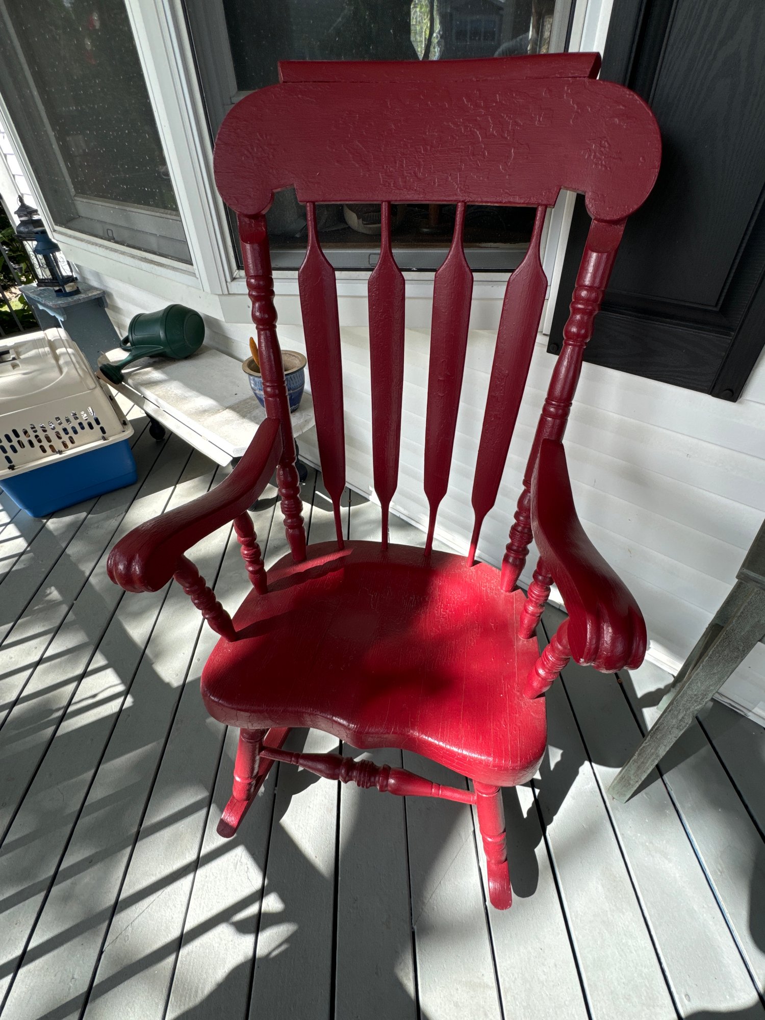 Vintage Red Wooden Rocking Chair #12456 | Auctionninja.com