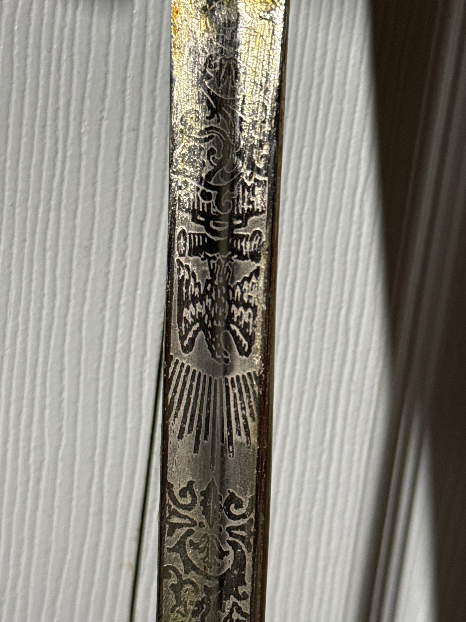 Antique Ceremonial Or Dress Sword Featuring Intricate Engravings On The ...