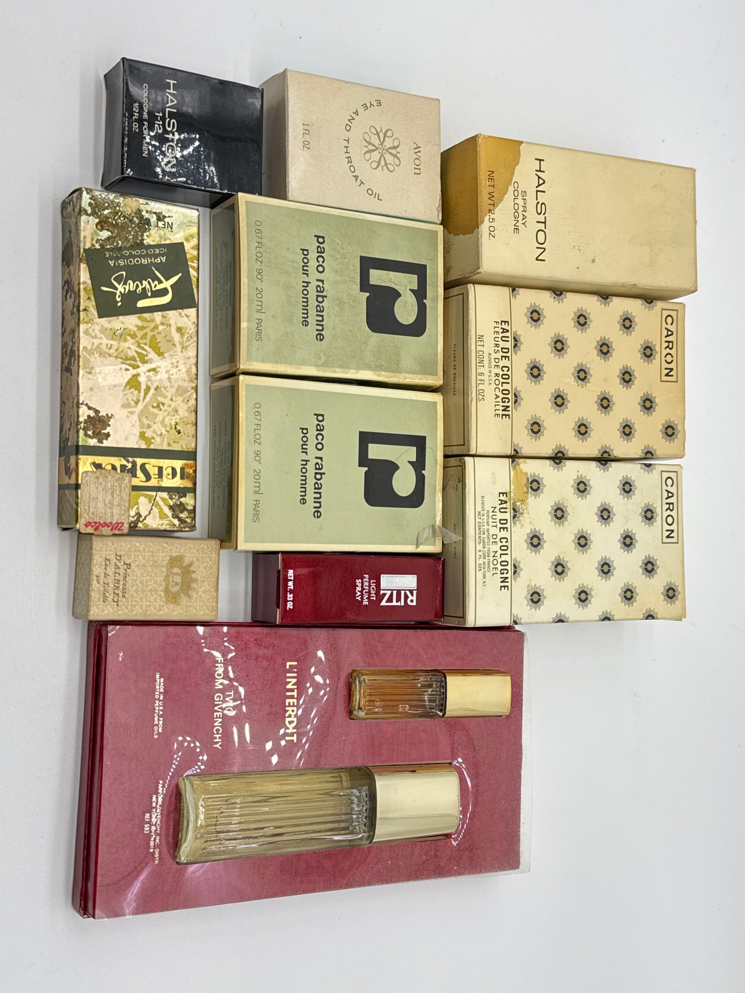 Vintage Fragrance Box Lot - Caron, Paco Rabanne, Halston #13252 ...