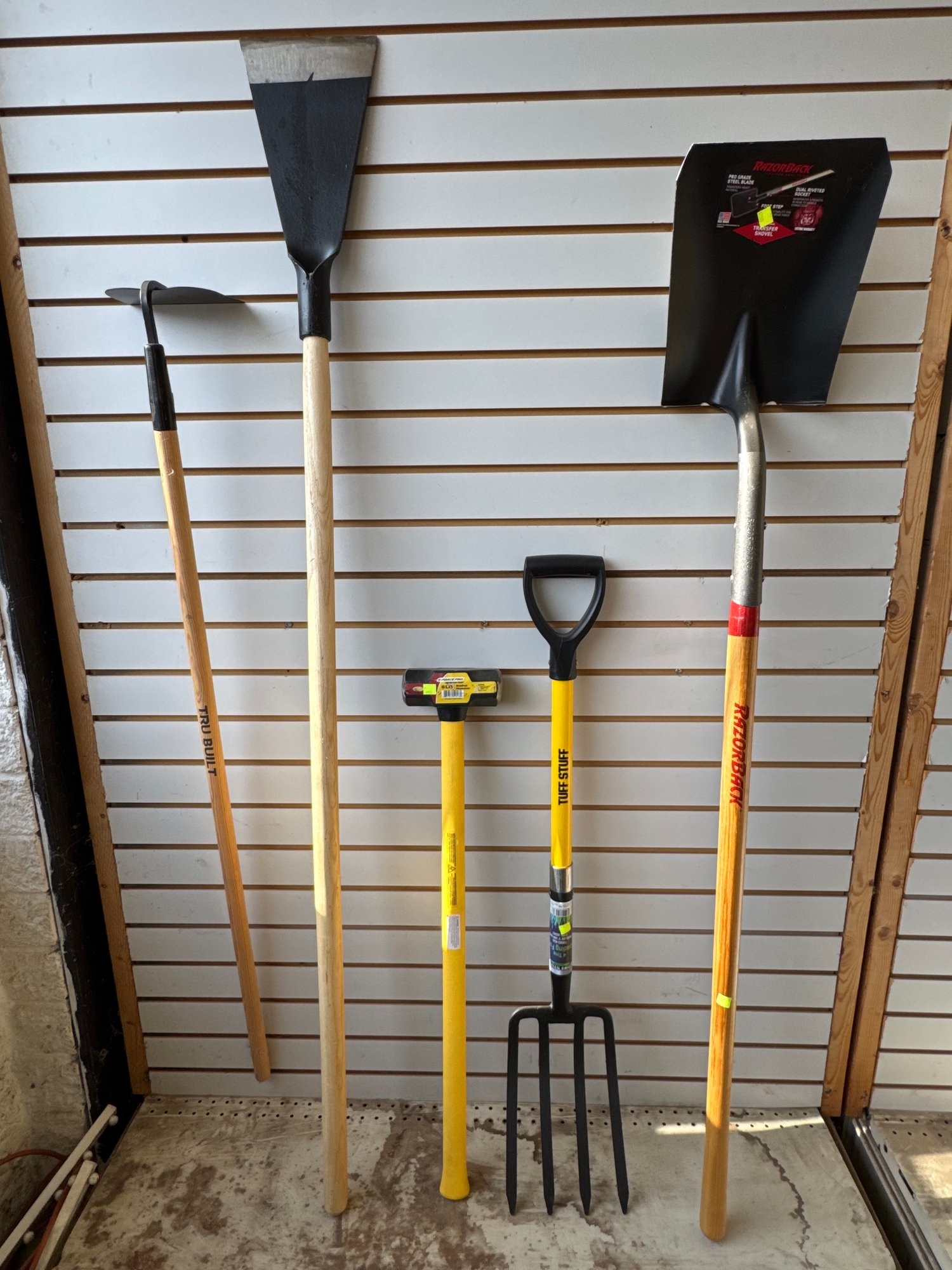 Tuff Stuff 7" Multi-Purpose Scraper, G-Force Pro Sledgehammer & Square Point Shovel, Tru Built ...