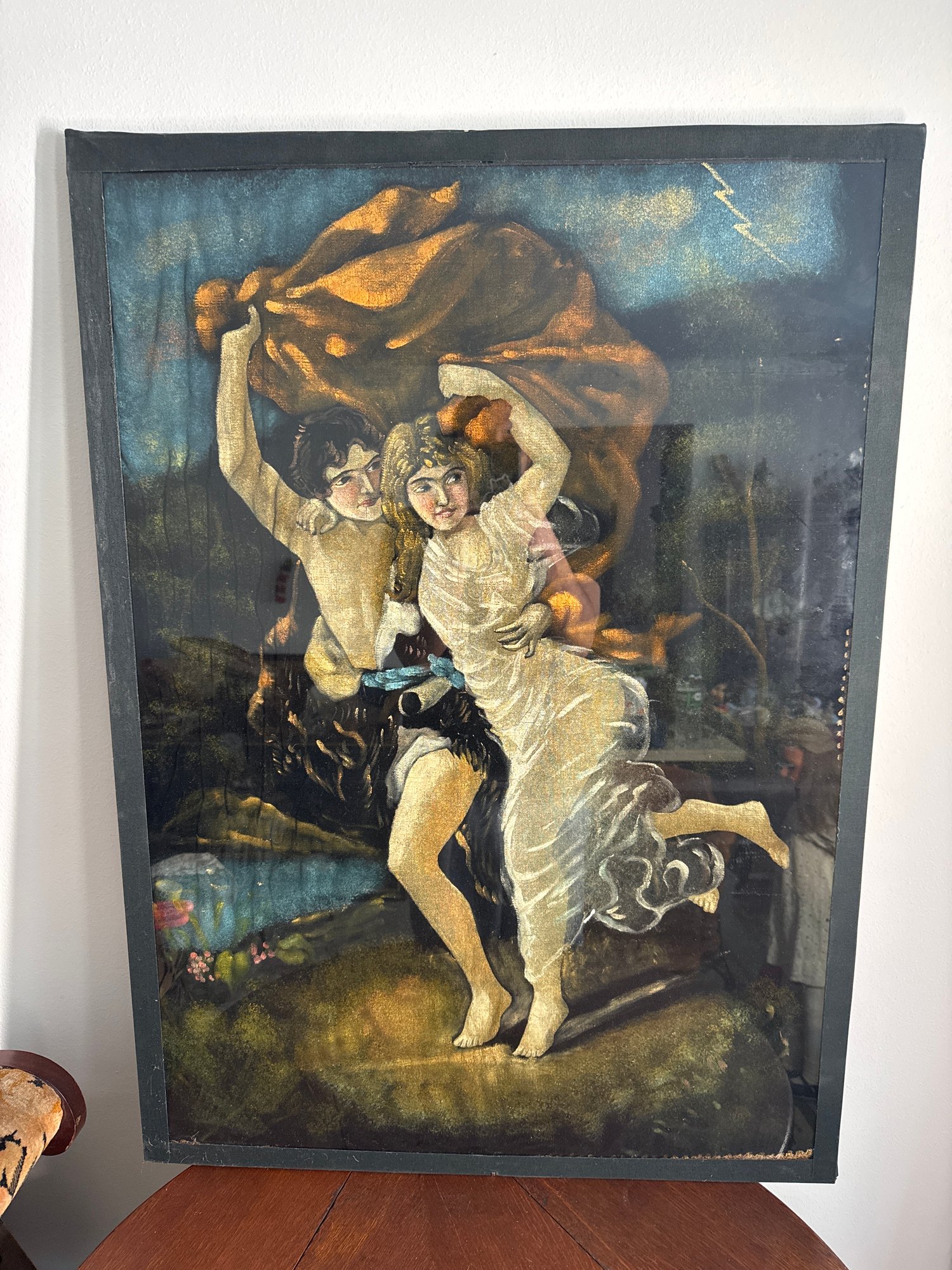 Large Pierre-Auguste Cot "THE STORM" Painting On Clothe & Framed - Rare ...