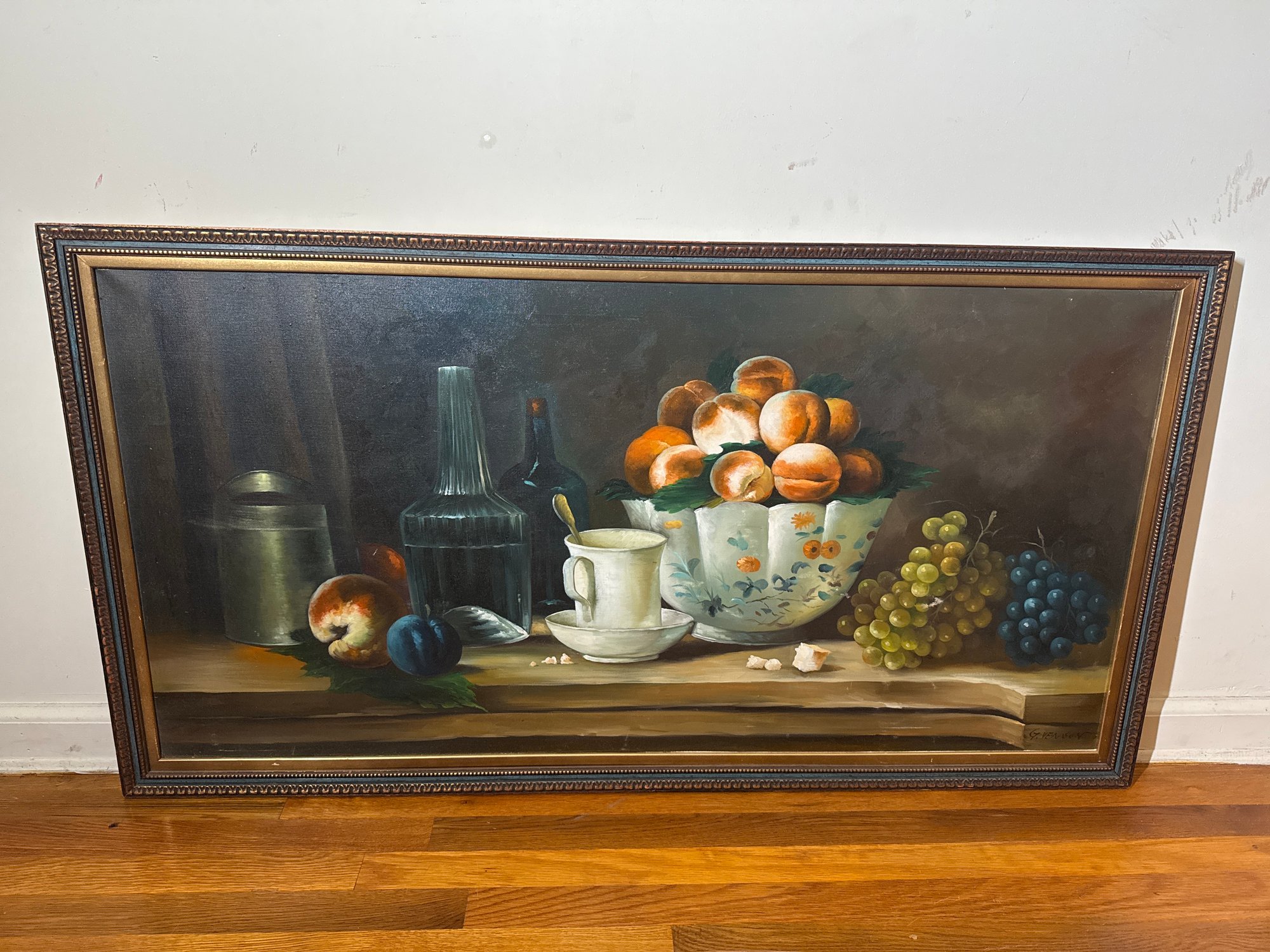Vintage Still Life Oil Painting Signed G. Vernous Framed Classic Elegance - Oil On Canvas #14552 ...