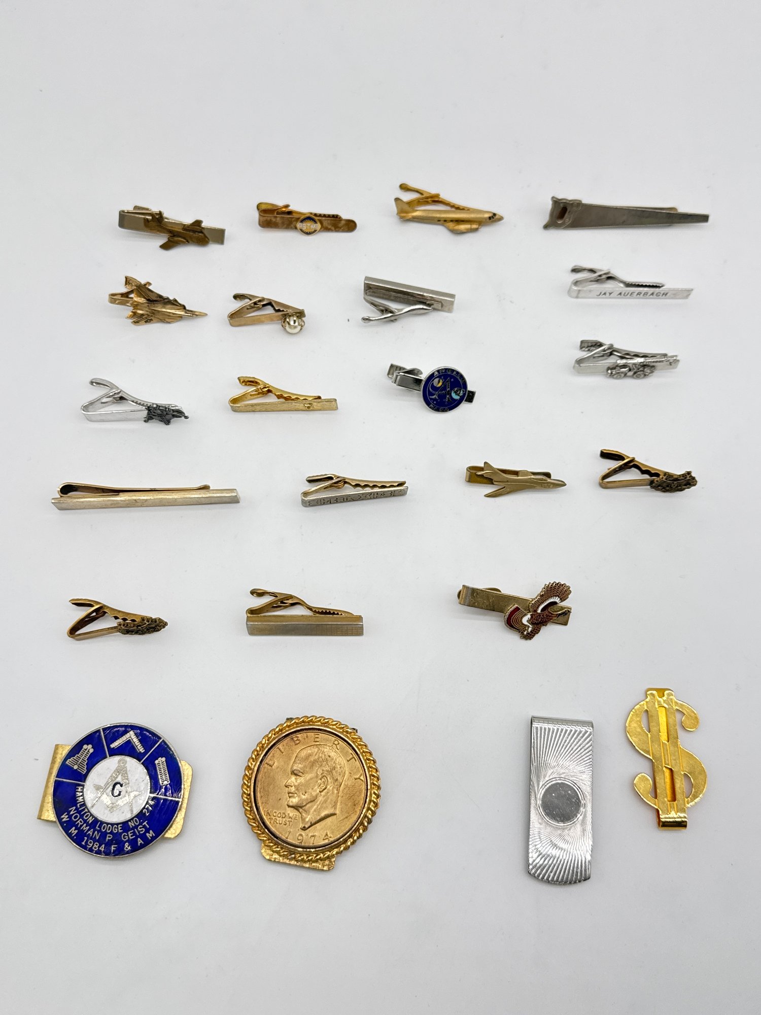 Vintage Tie Clips & Money Clips Aviation, Masonic, NASA, And Novelty ...