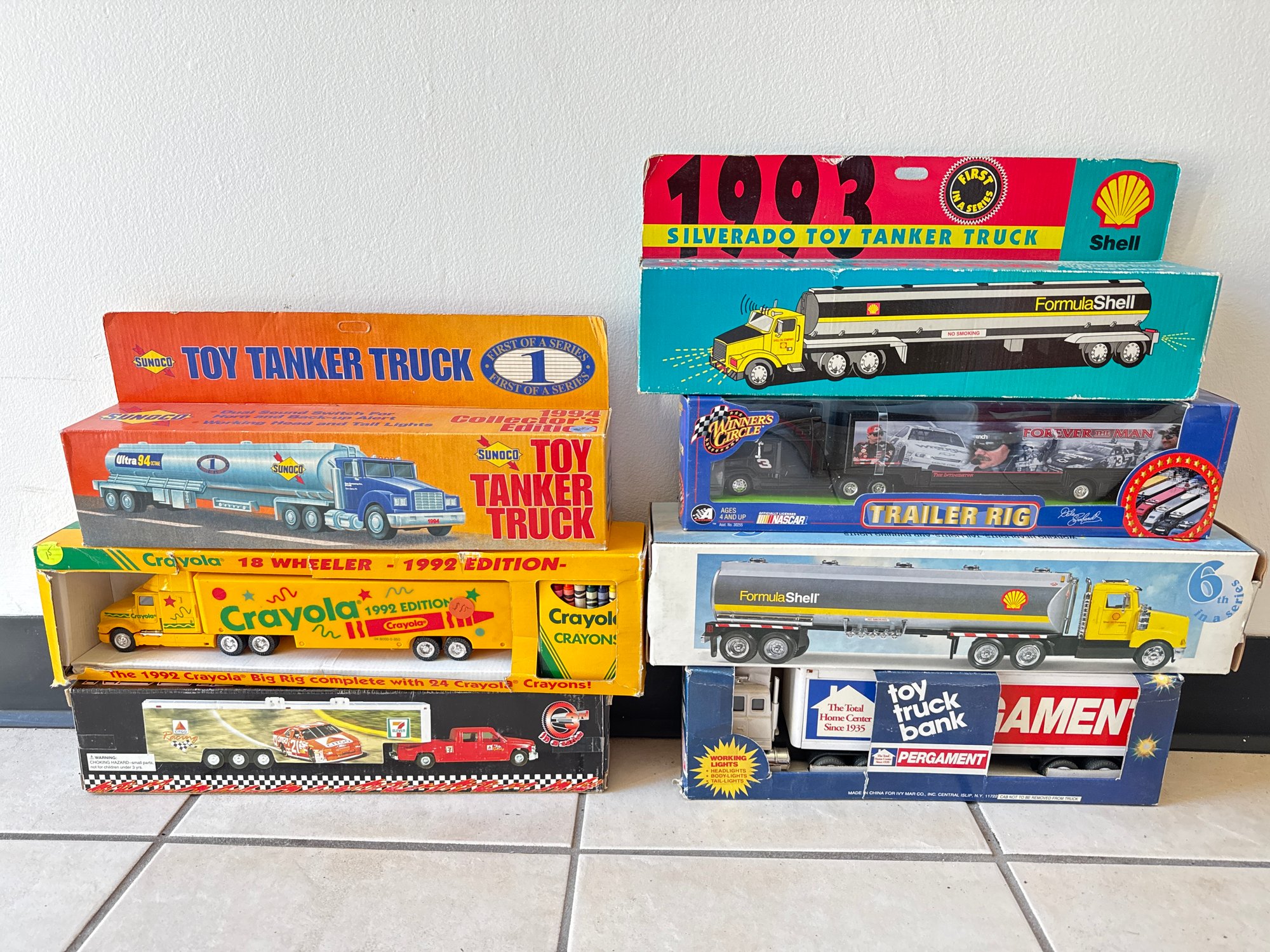 Vintage Collectible Toy Trucks In Original Boxes Sunoco, Shell, Crayola ...