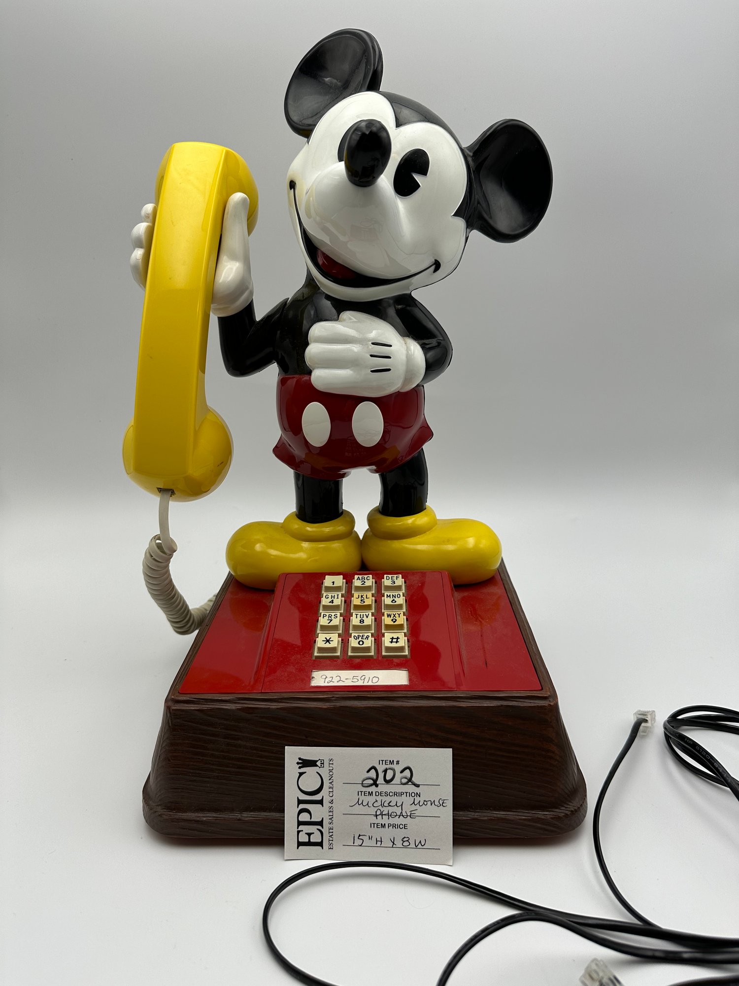 ITEM 202 Vintage 1976 Mickey Mouse Phone Push Button Landline Telephone ...