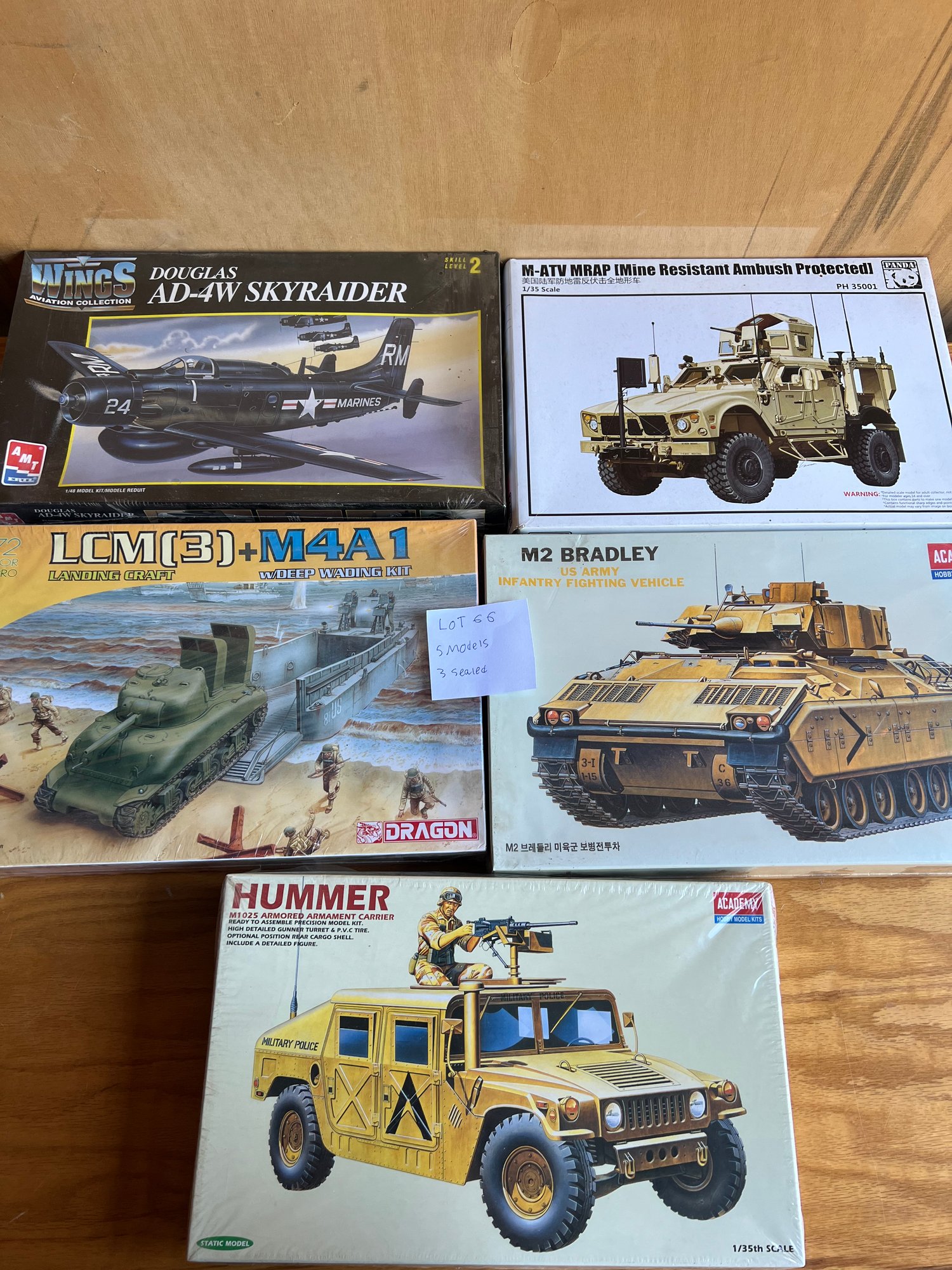 5 Model Kits: Wings Skyraider, M-ATV MRAP, LCM(3)M4A1, M2 Bradley ...