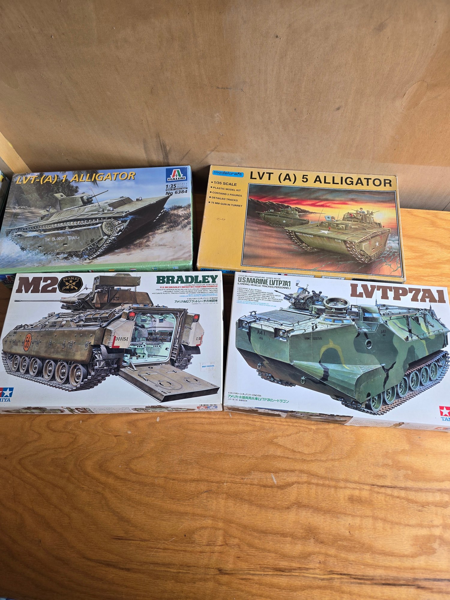 Lot Of 4 Model Tanks: Tamiya Italeri LVT A1, ModelCraft LVT A5, M2 ...