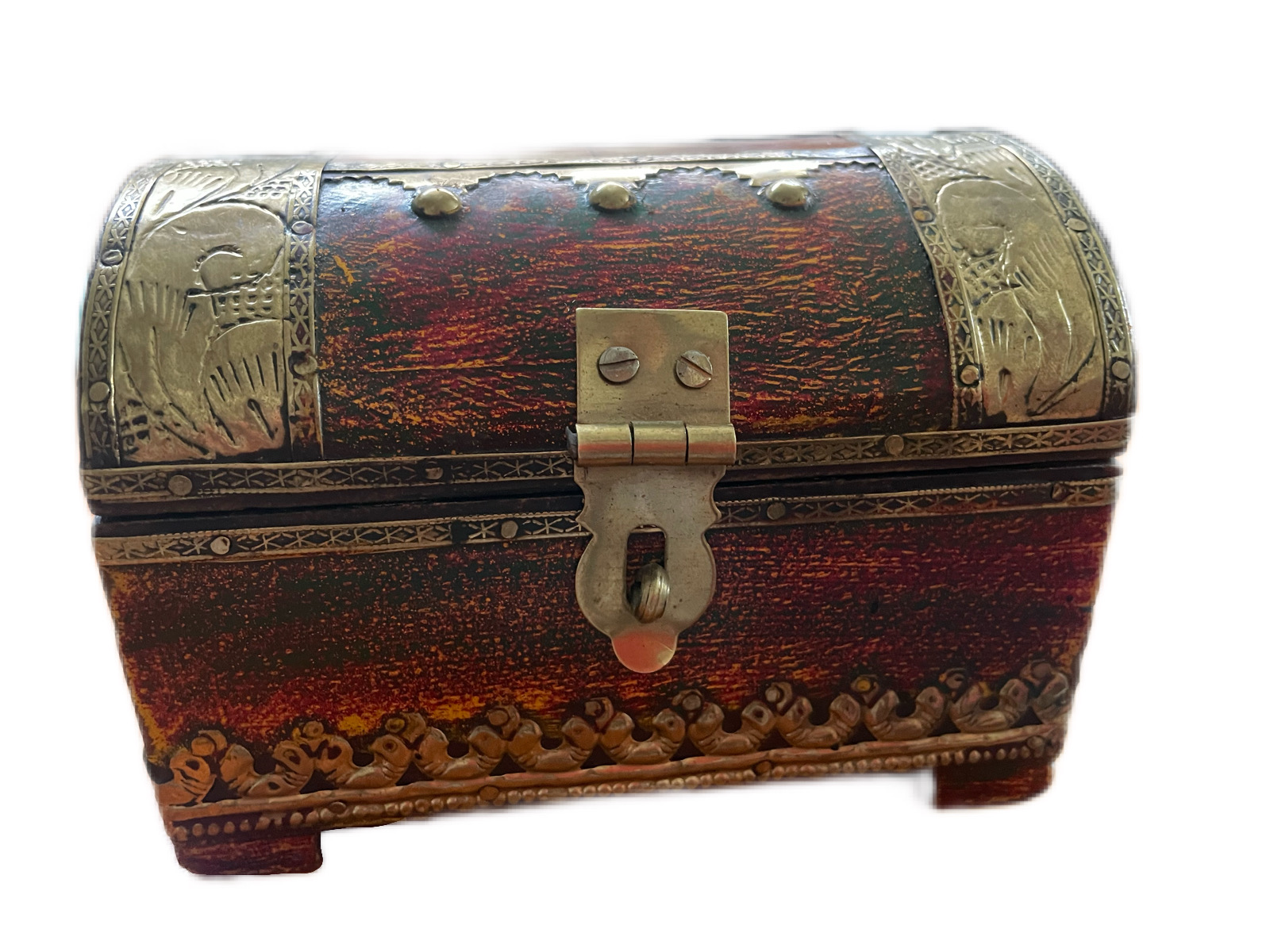 Handmade Brass Fitted Small Wood Box With Intricate Accent Design #1017 ...