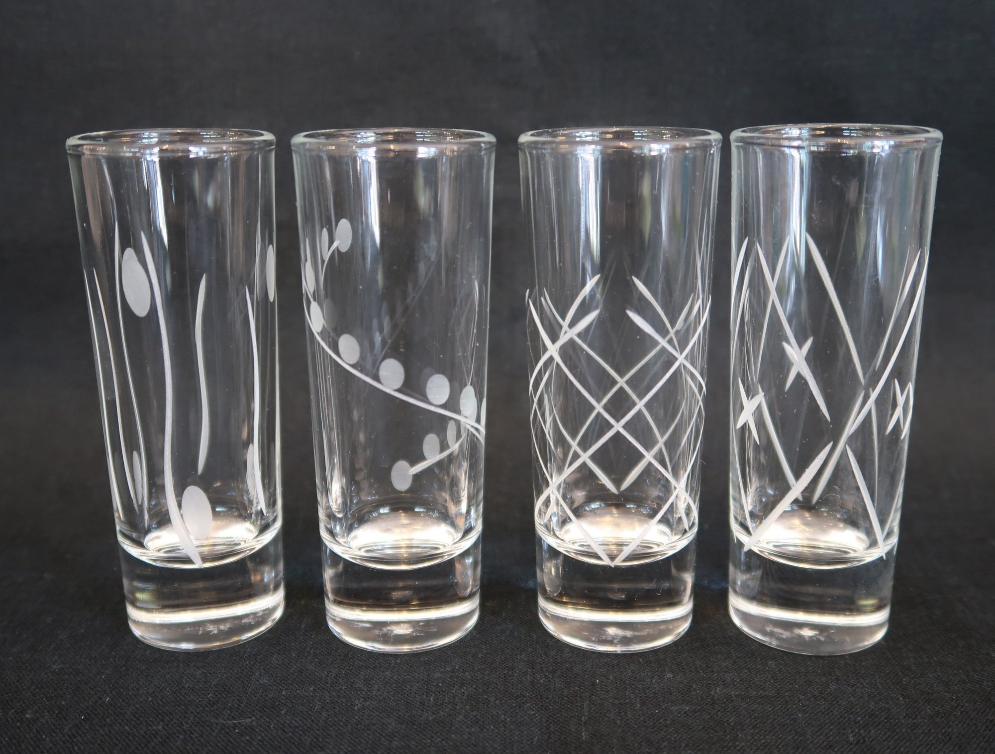 Set Of 4 Cut Glass Design 2 Oz Shot Liqueur Cordial Glasses #7622 ...